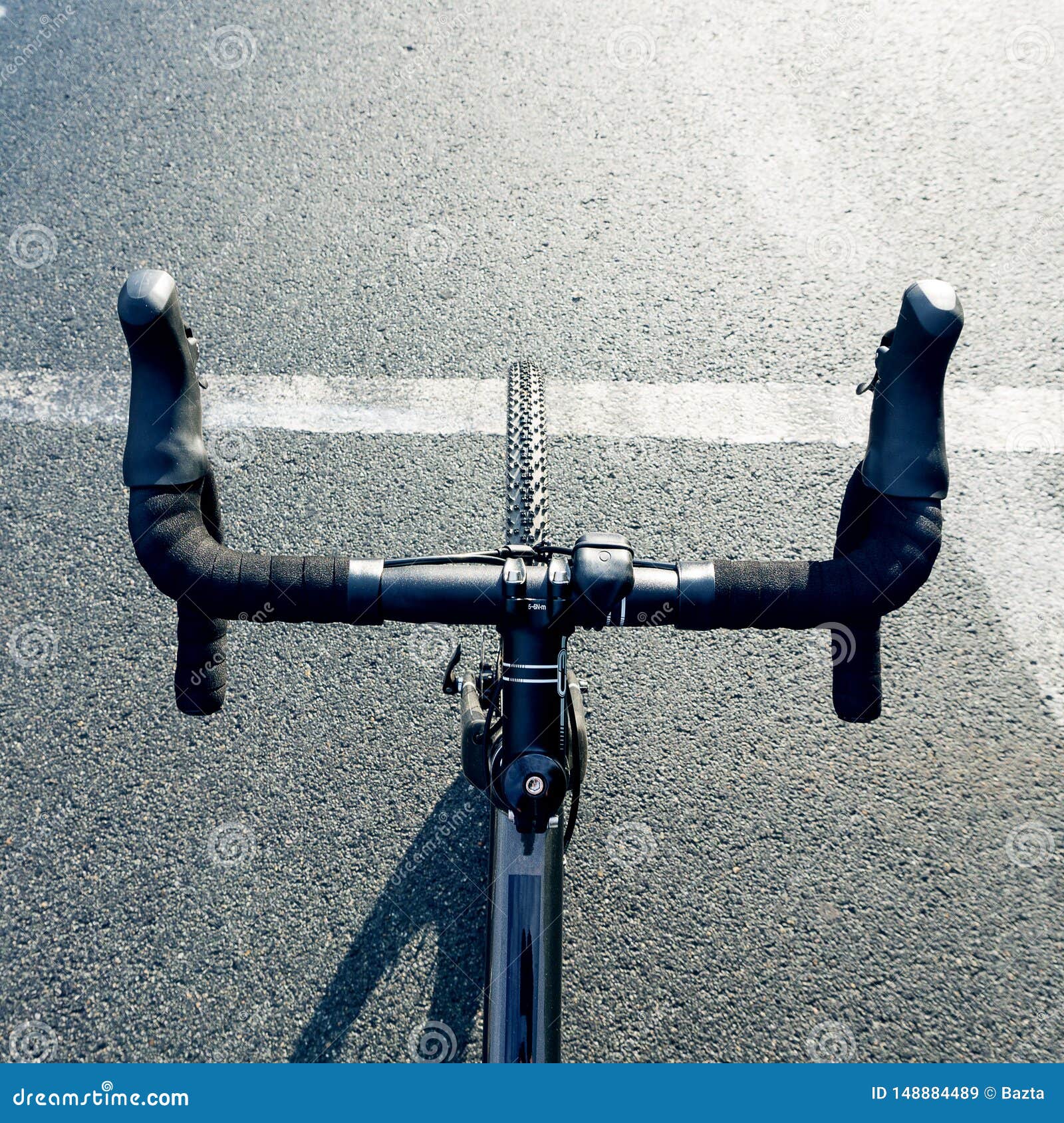 View To Bycycle Handlebars with No Hand on it Stock Image - Image of ...