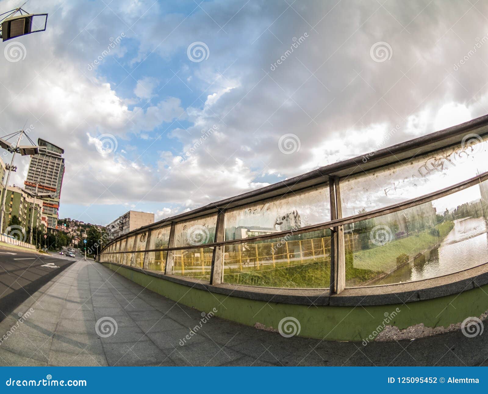 View To a City and Sky from the Bridge Stock Photo - Image of ...