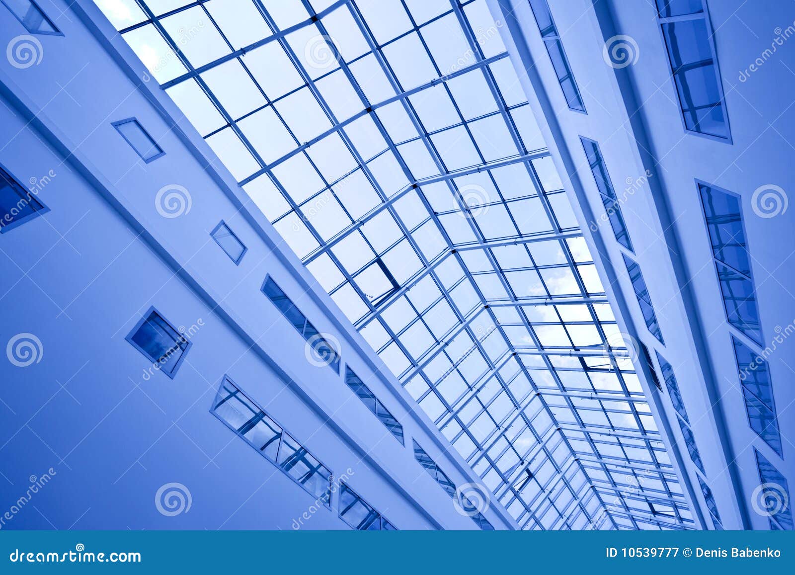 View To Crop of Blue Ceiling Trade Center Stock Image - Image of metal ...