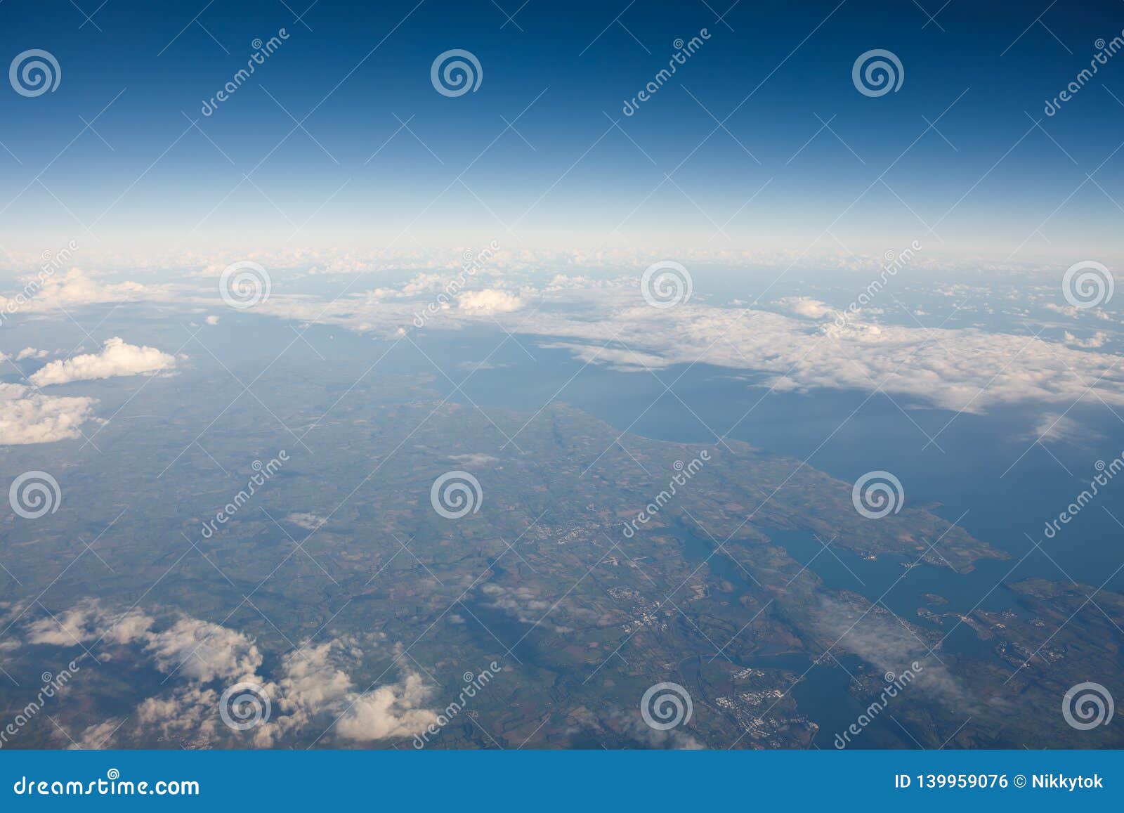 View To England from Side Window of Airplane Stock Photo - Image of ...