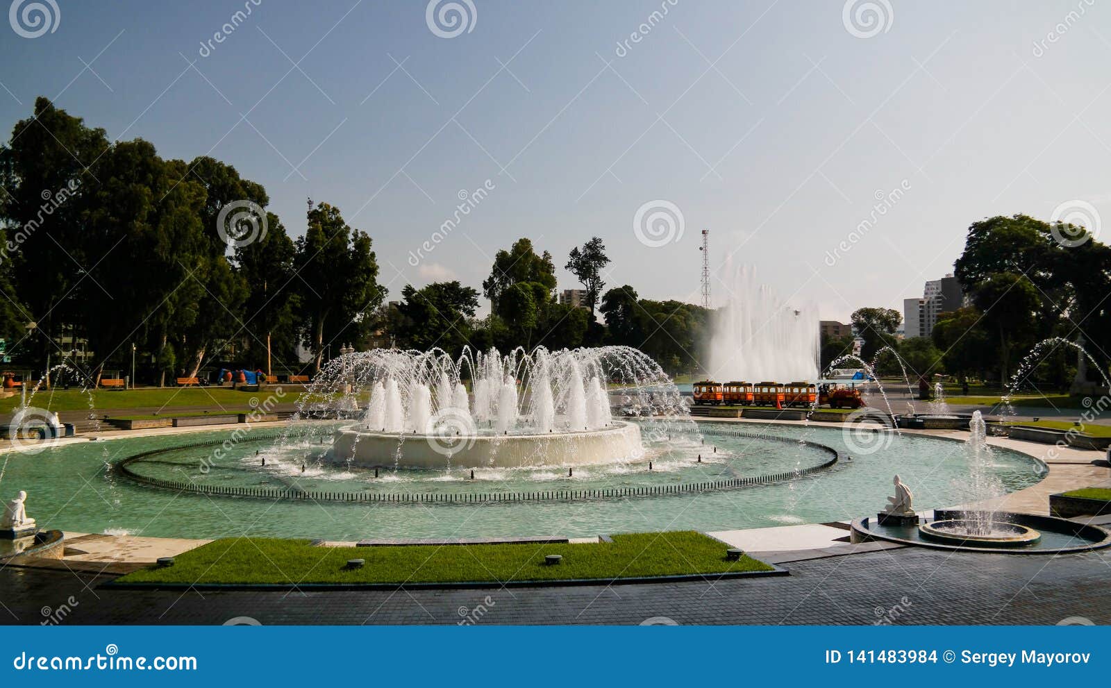 View To Fountain in Reservation Park, Lima, Peru Stock Photo - Image of ...