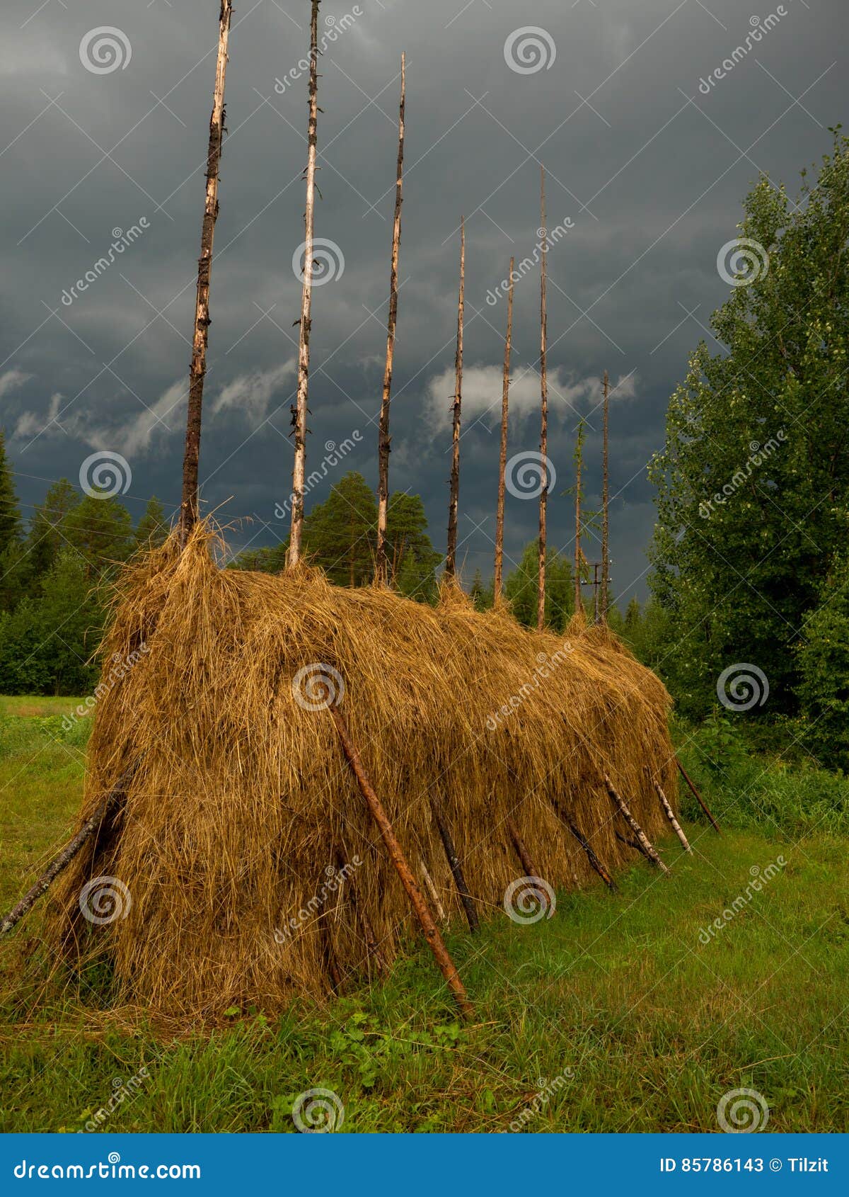 View To Hayrick at Thunderstorm Condition Stock Image - Image of ...