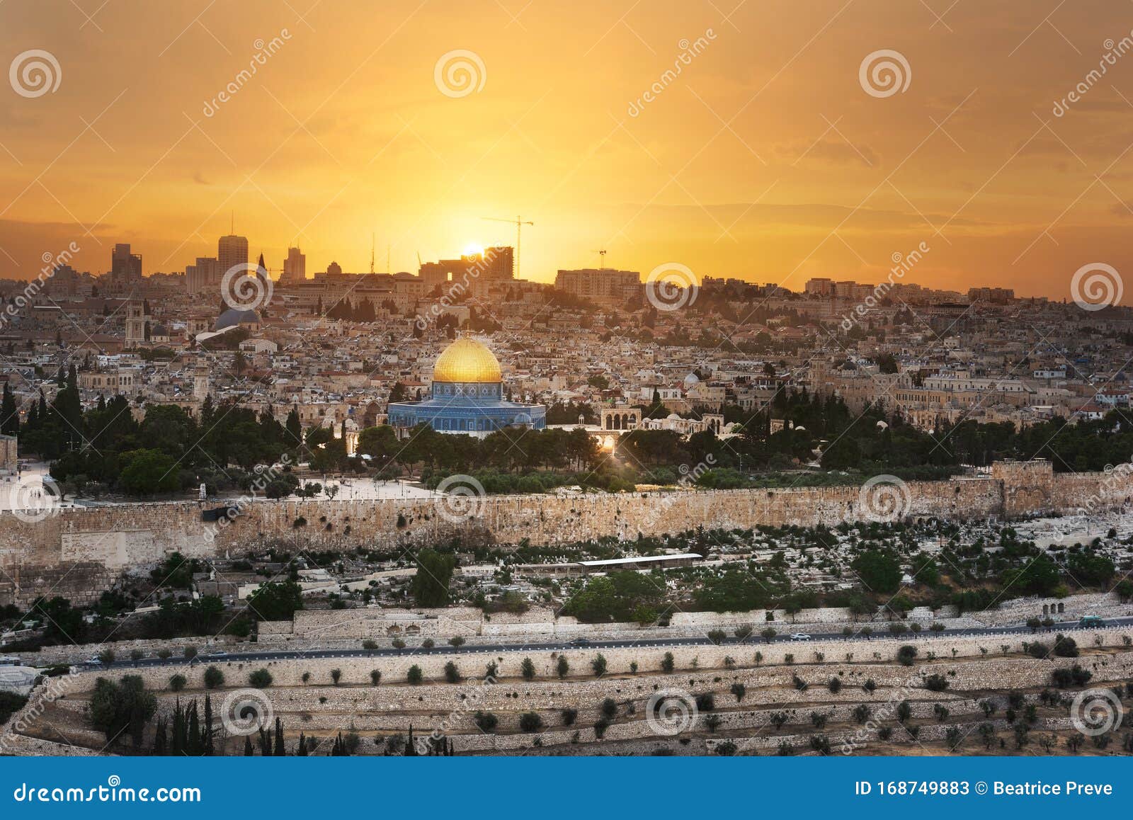 Jerusalem city by sunset stock image. Image of afternoon - 168749883
