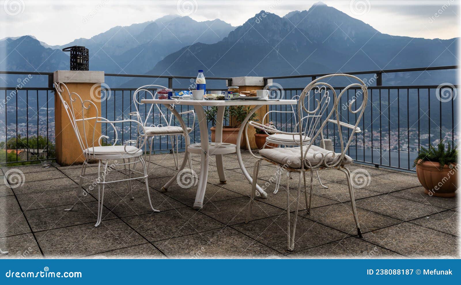 View To the Lake Como from the Balcony of the Villa in Valbrona, Italy ...