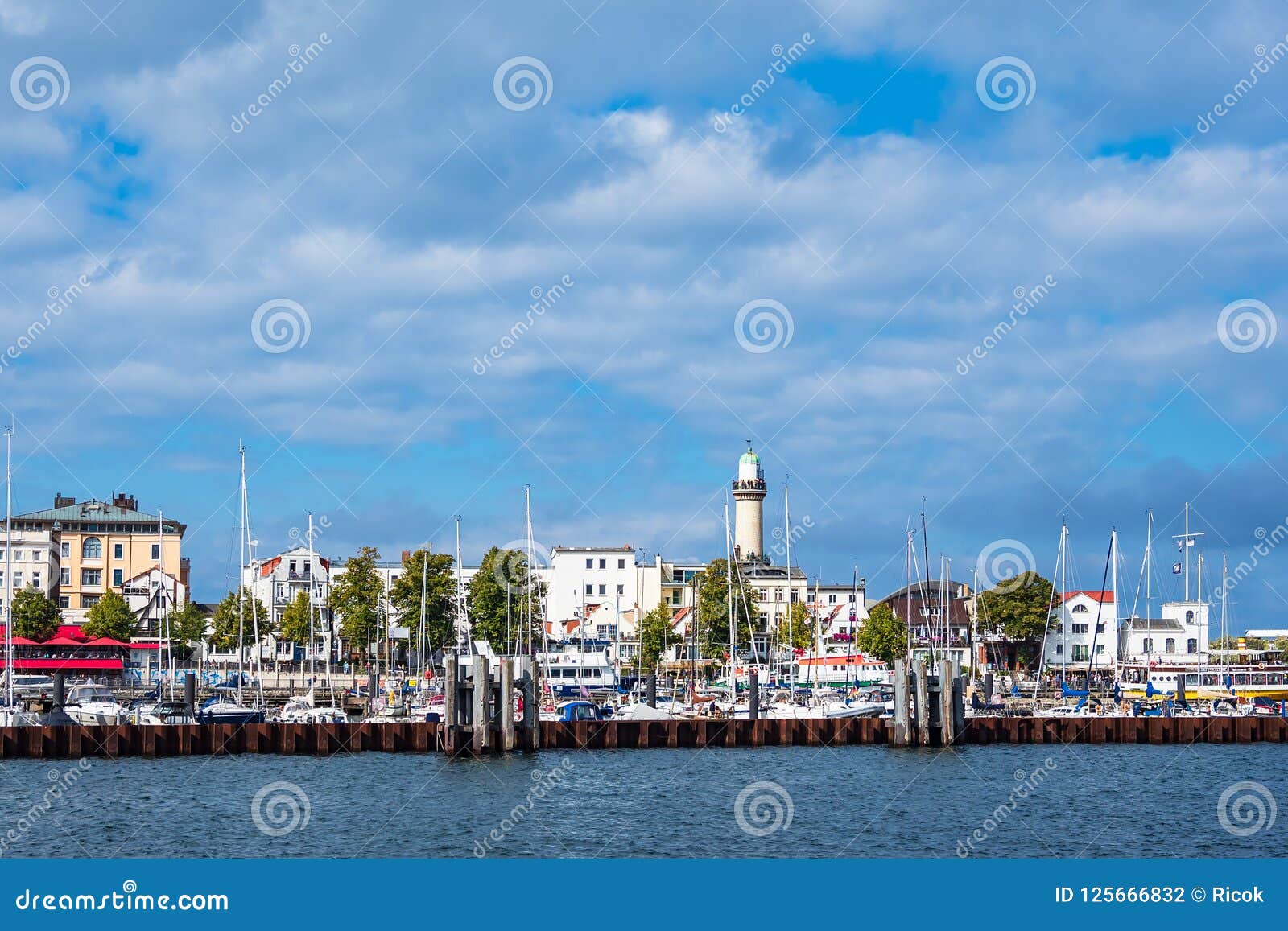 View To the Lighthouse in Warnemuende, Germany Stock Photo - Image of ...