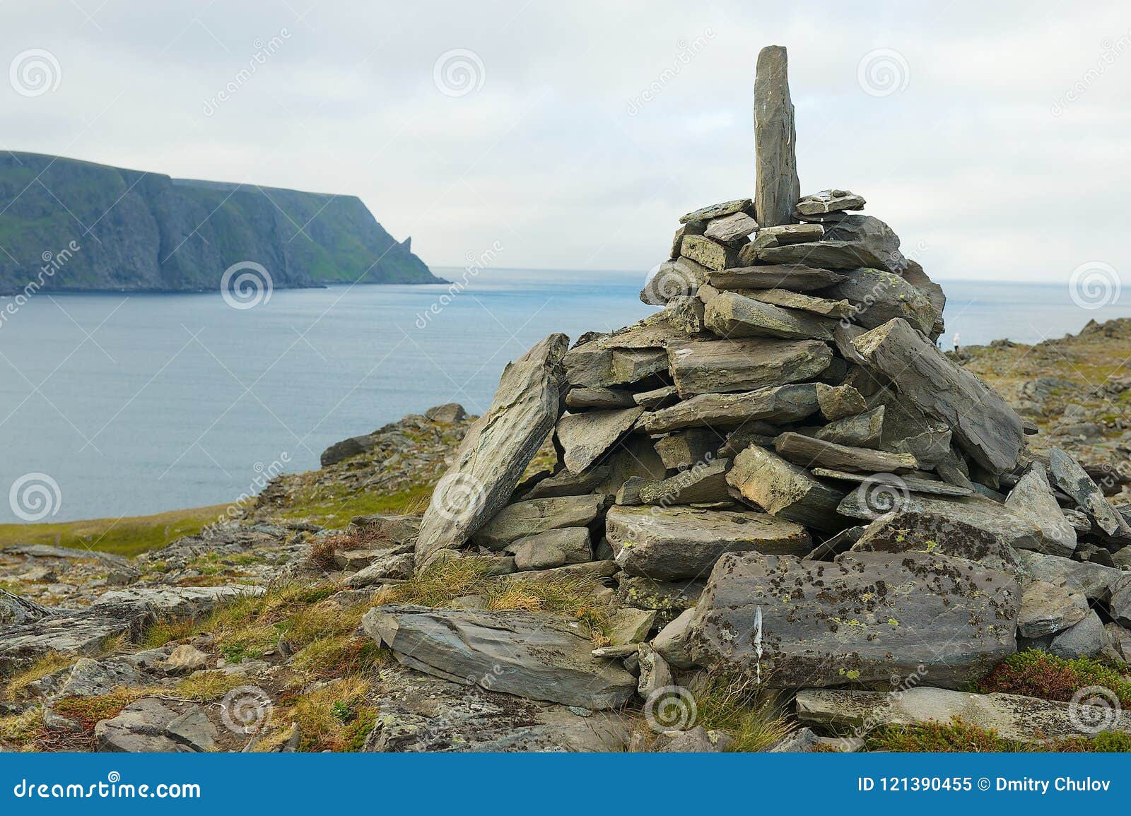 View To the Mageroya Cape and Sea with the Stack of Stones at the Fore ...
