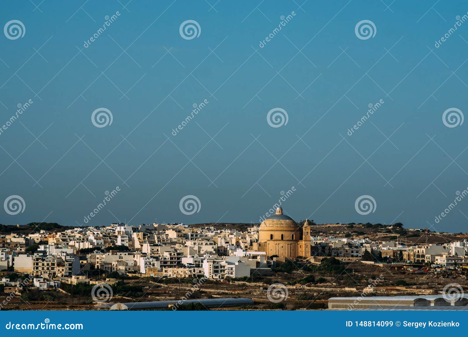 View To the Miracle Church of Mosta Stock Image - Image of exterior ...
