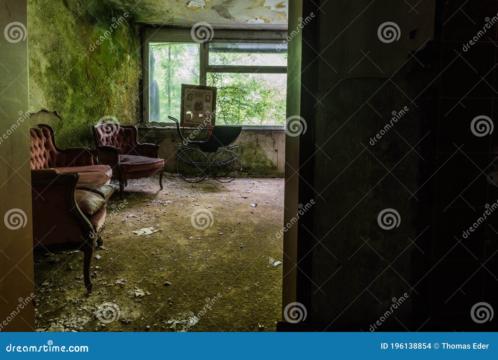 View To a Moldy Room with a Stroller Stock Photo - Image of monument ...