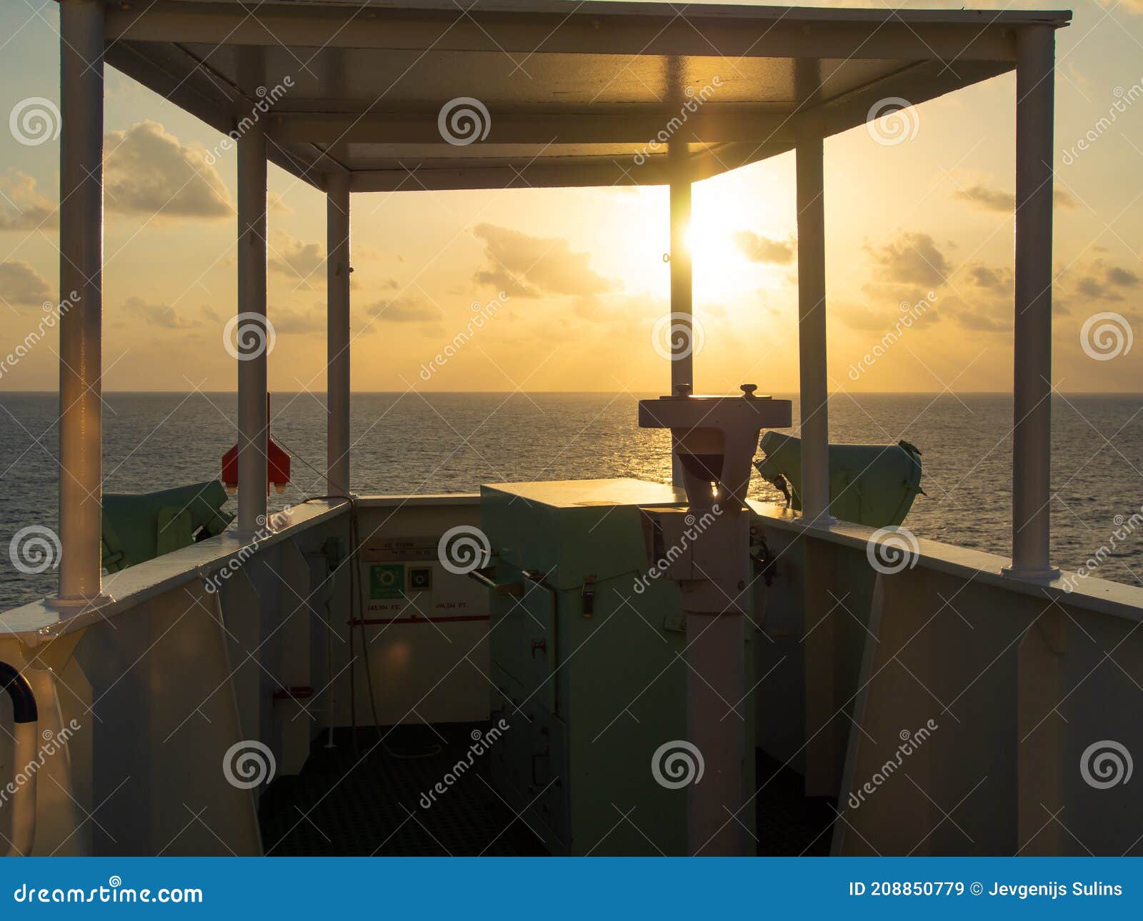 View To Port Side Wing of the Bridge on the Vessel with Compass during ...