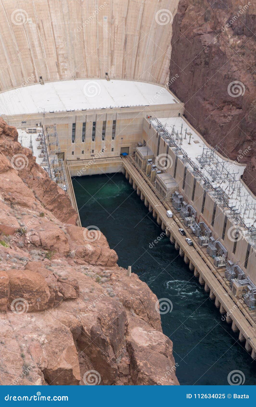 View To the Powerplant in the Bottom of the Dam on Hoover Dam Stock ...