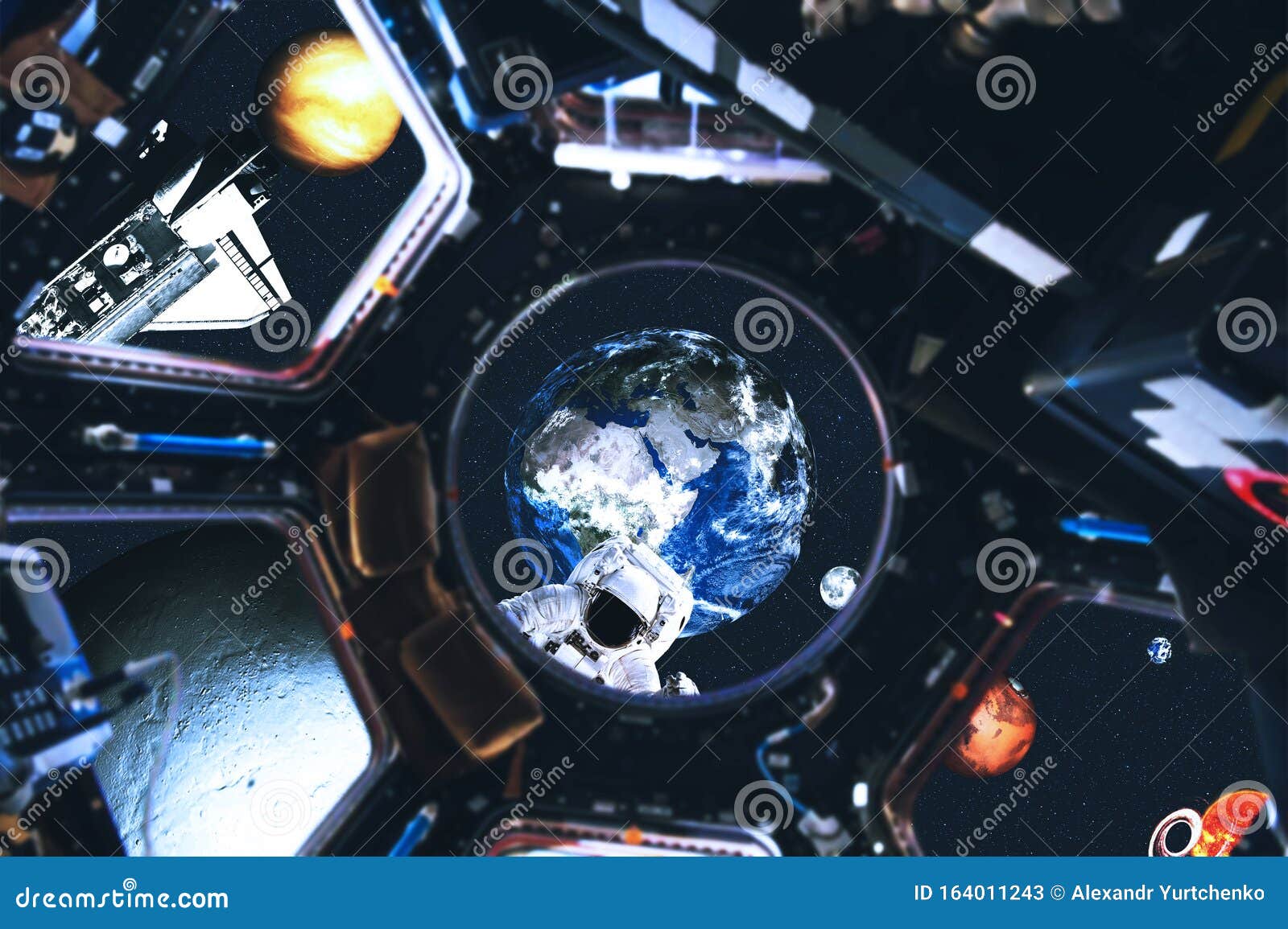 View To the Solar System Planets from Space Station Stock Image - Image ...