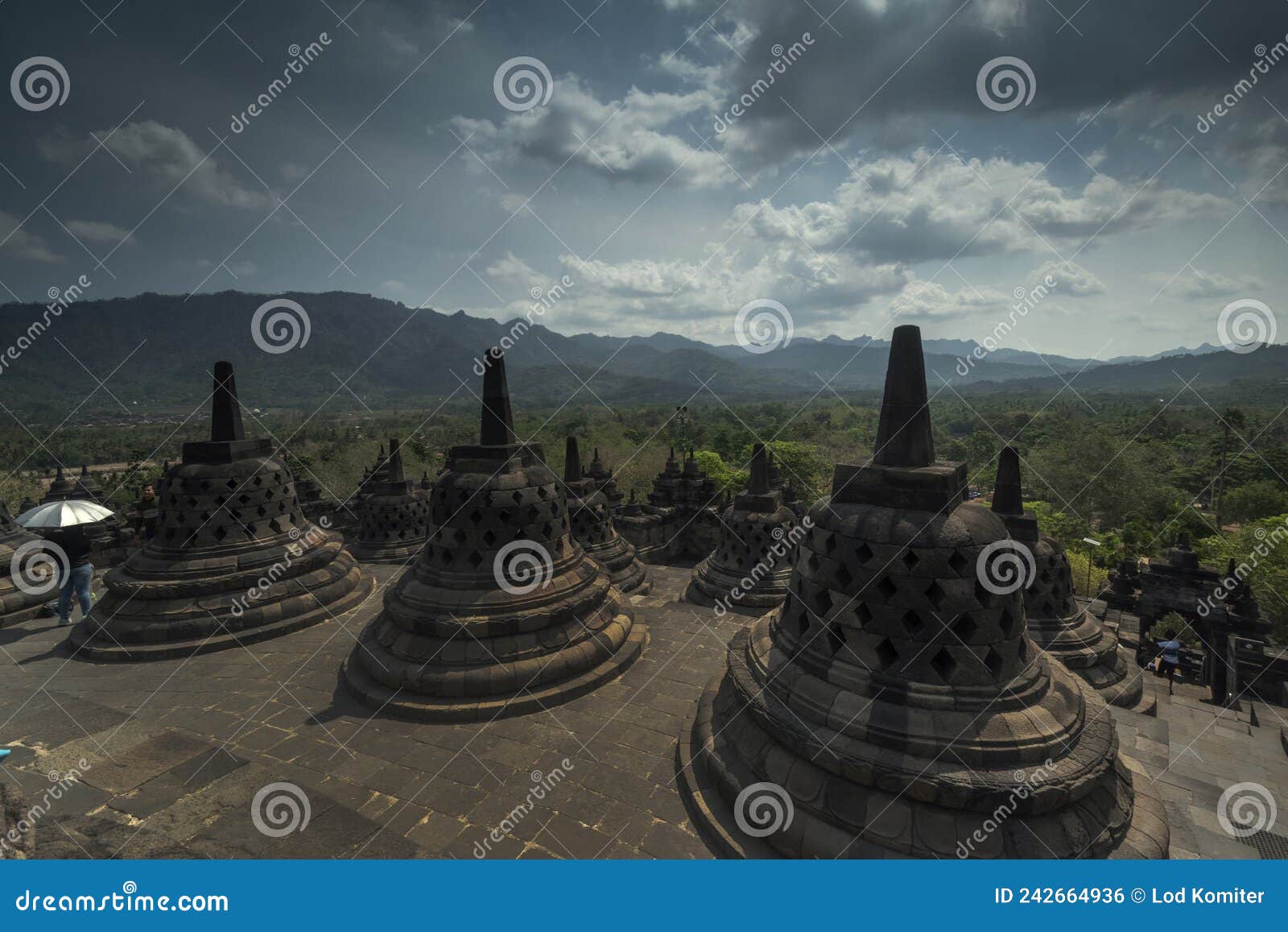View from the Top of Borobudur Temple Stock Photo - Image of landmark ...