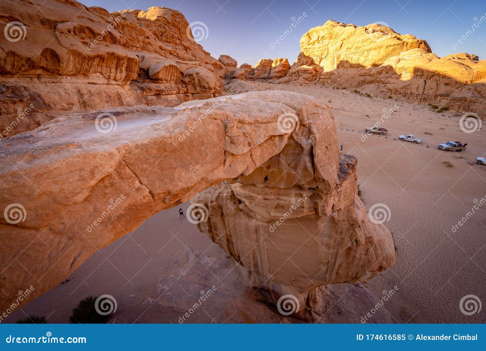 View from the Top of the Burdah Rock Bridge in Wadi Rum, Jordan Stock ...