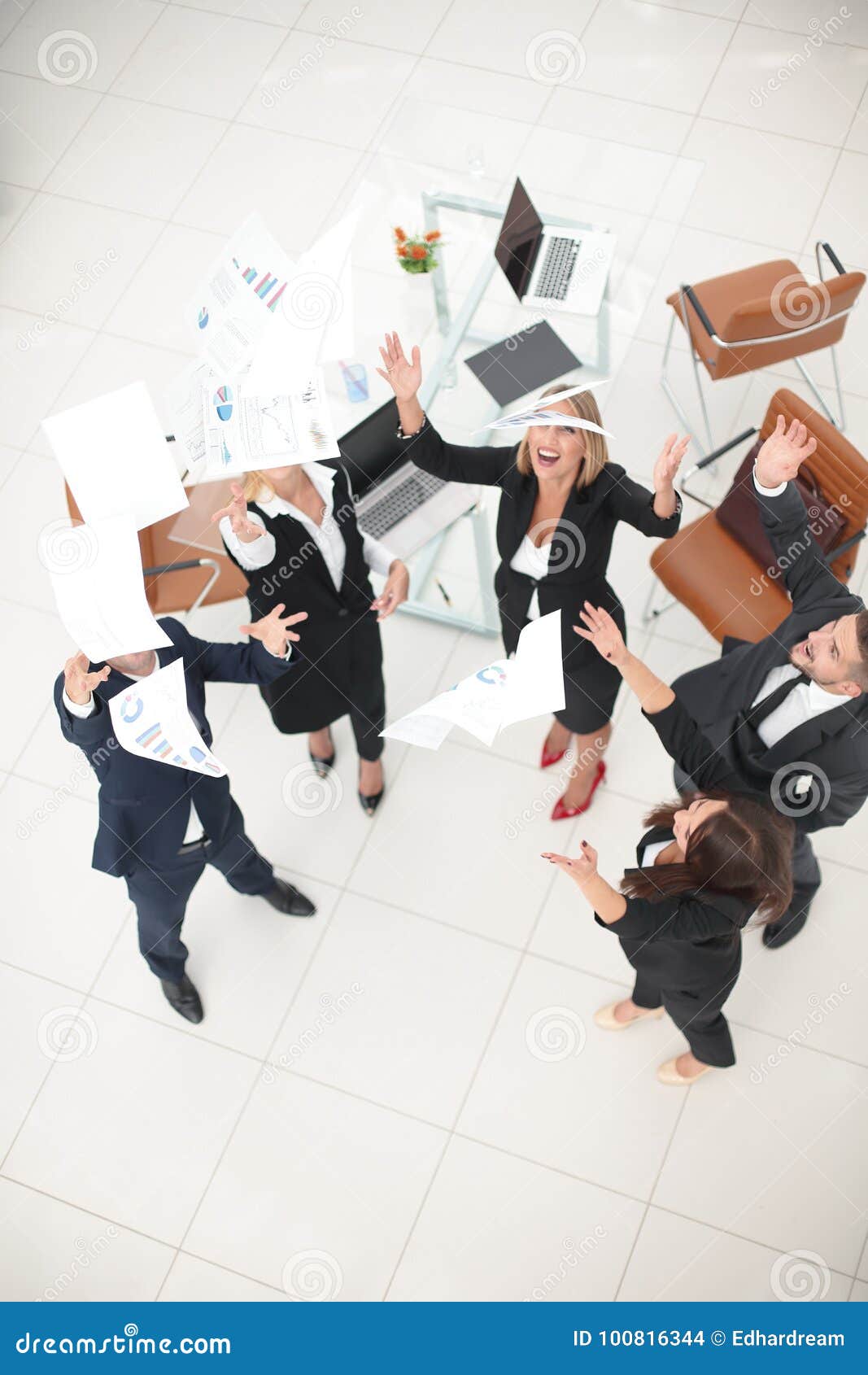 View from the Top.business Team Throwing Work Documents Stock Photo ...