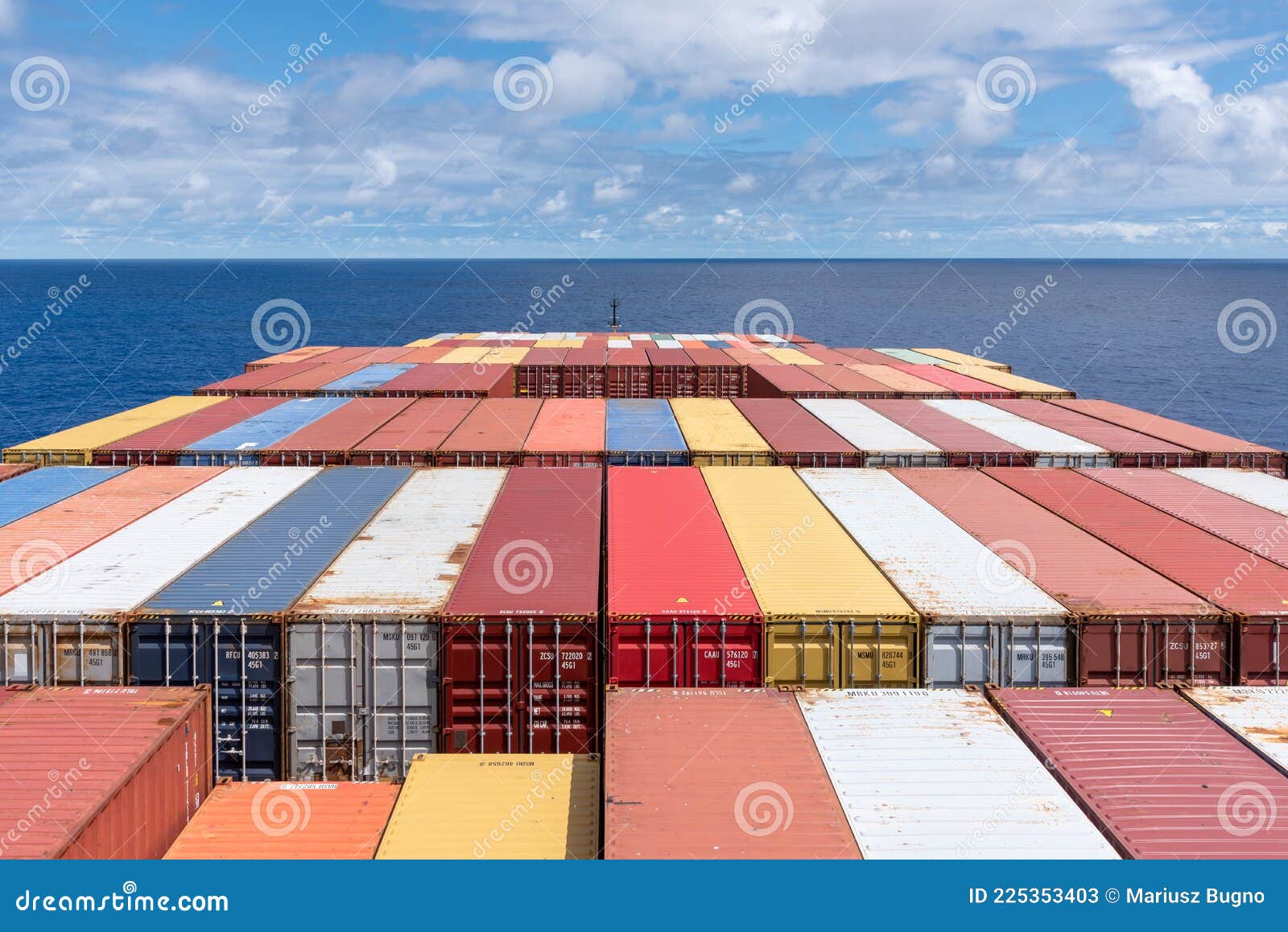 View on the Top of Containers Loaded on Deck of the Large Cargo Ship ...