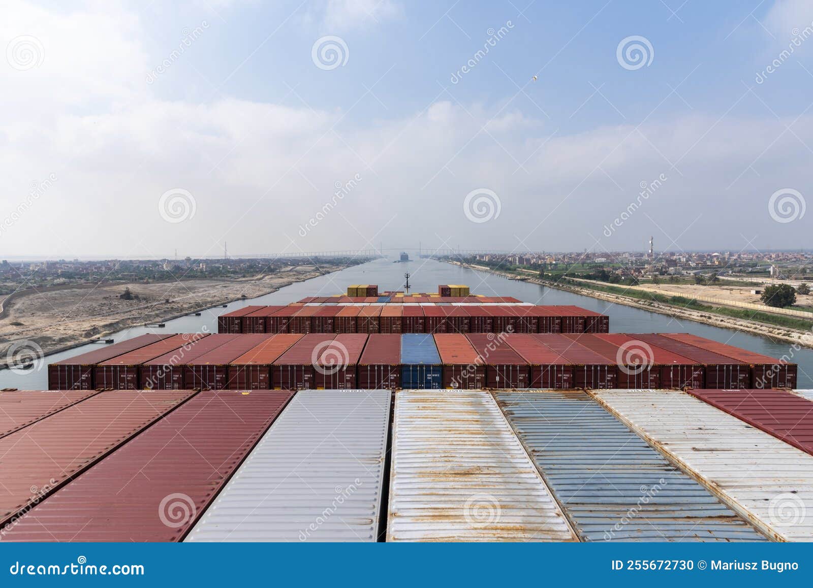 View on the Top of the Containers Loaded on Deck of the Large Cargo ...