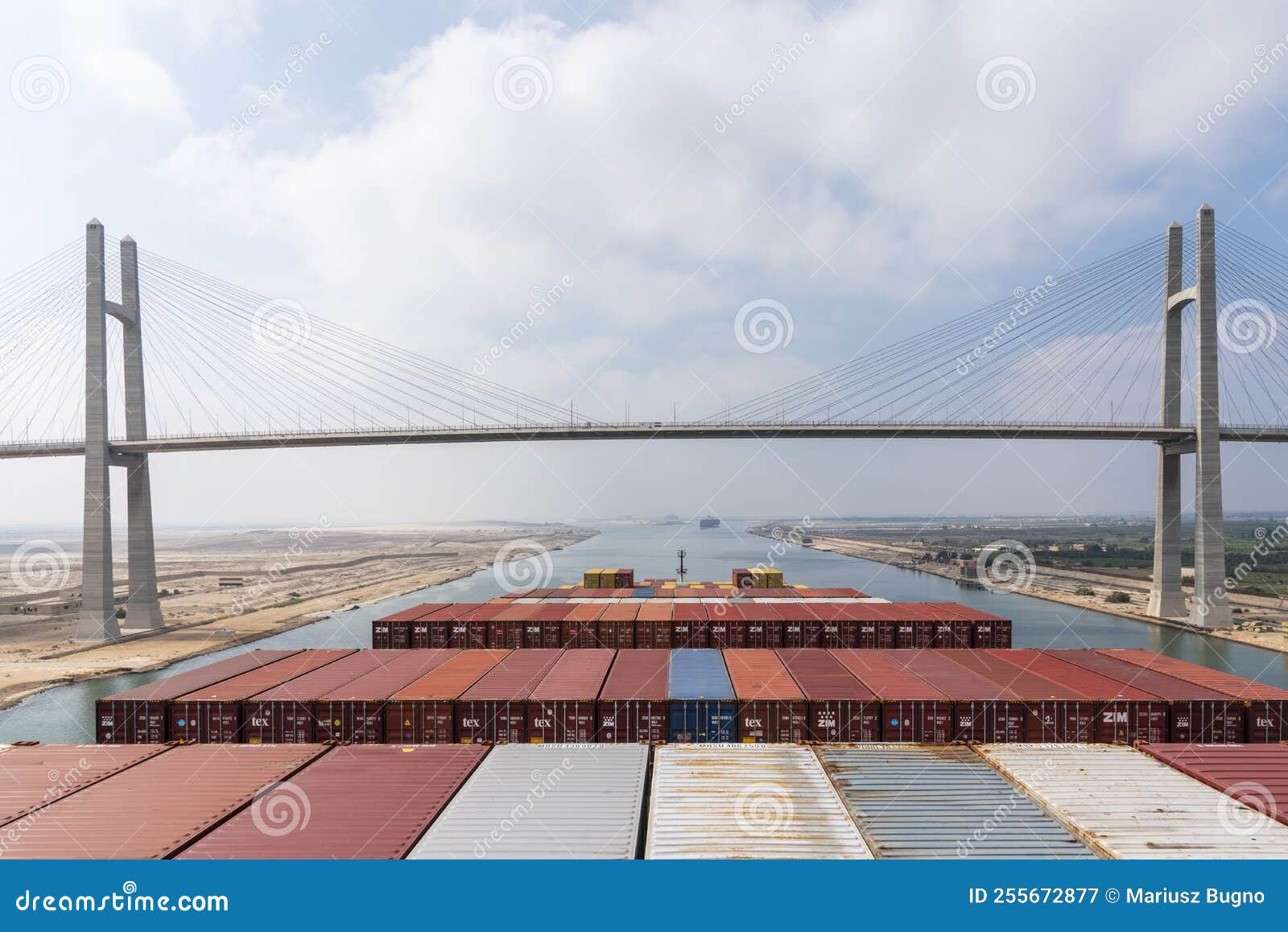 View on the Top of the Containers Loaded on Deck of the Large Cargo ...