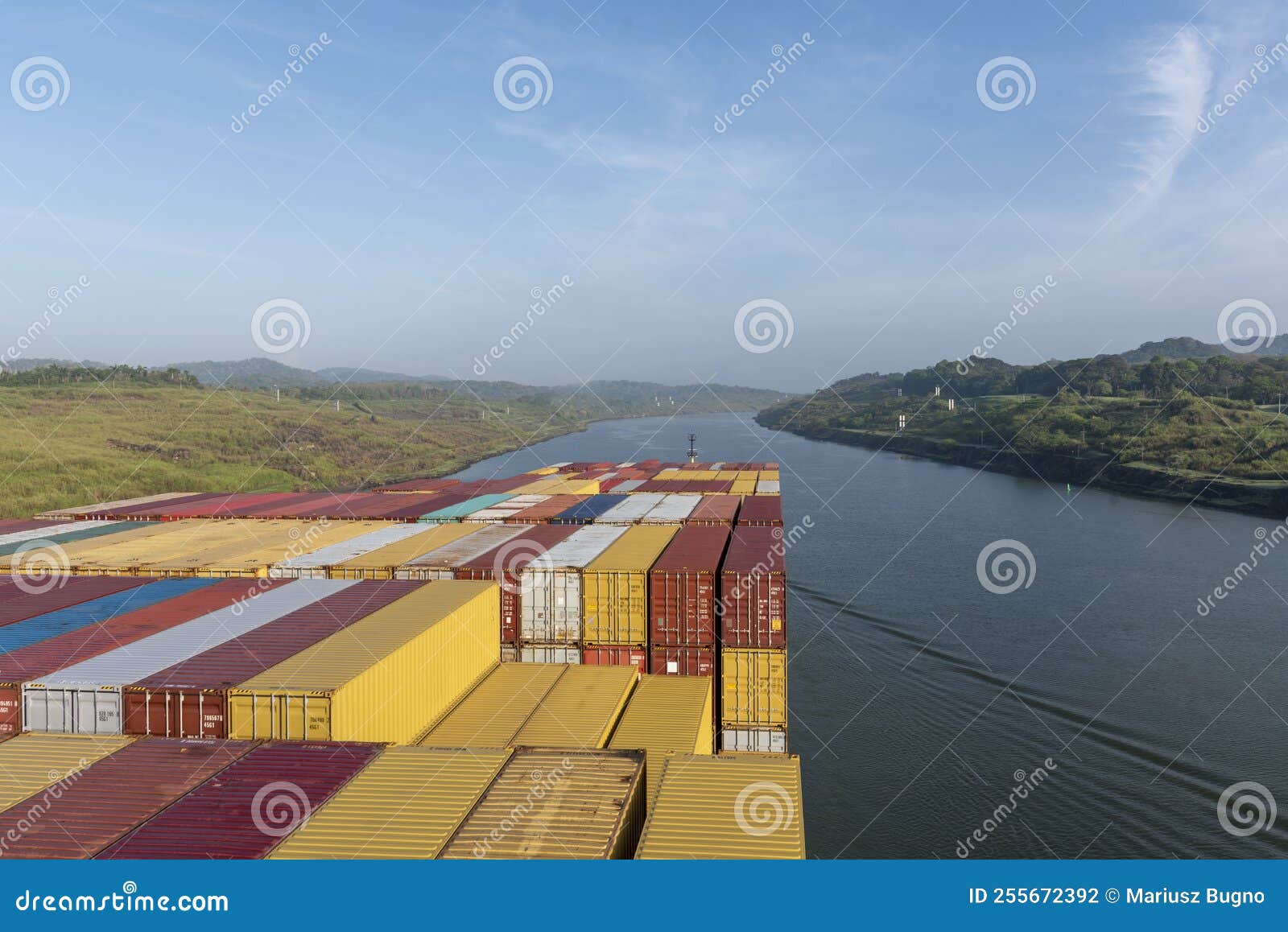View on the Top of the Containers Loaded on Deck of the Large Cargo ...