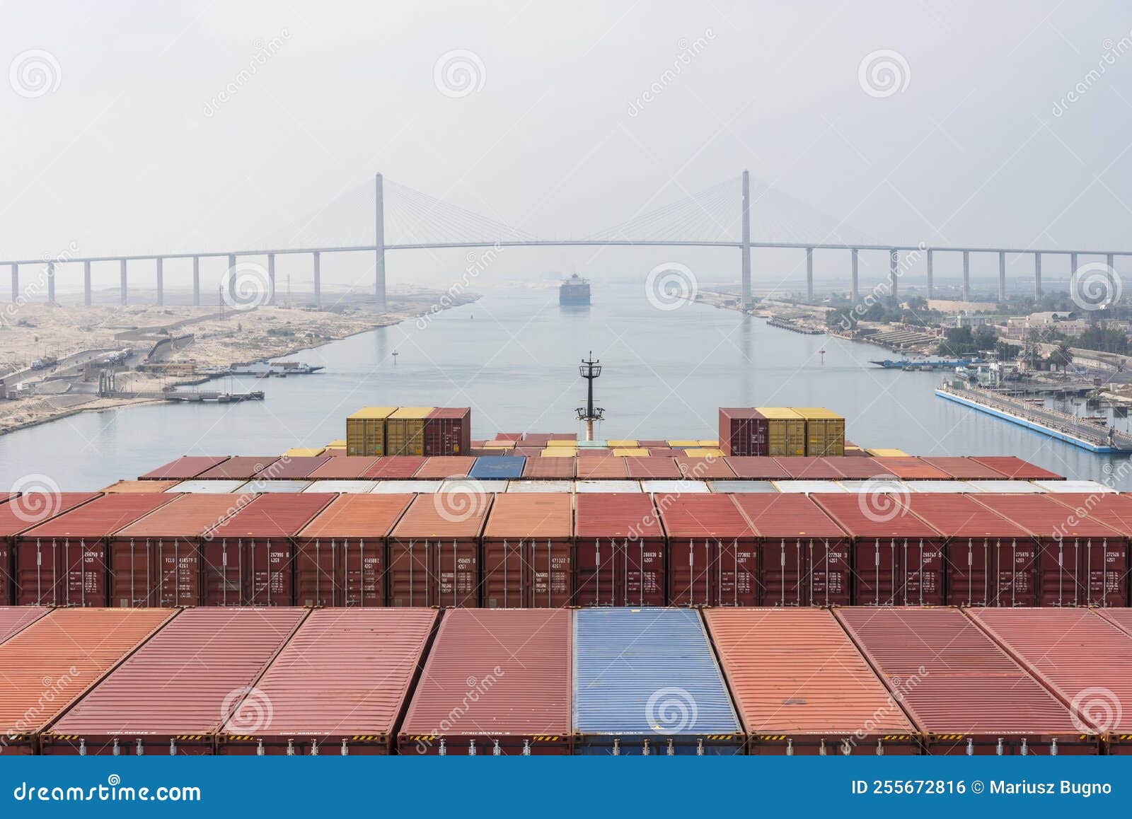 View on the Top of the Containers Loaded on Deck of the Large Cargo ...