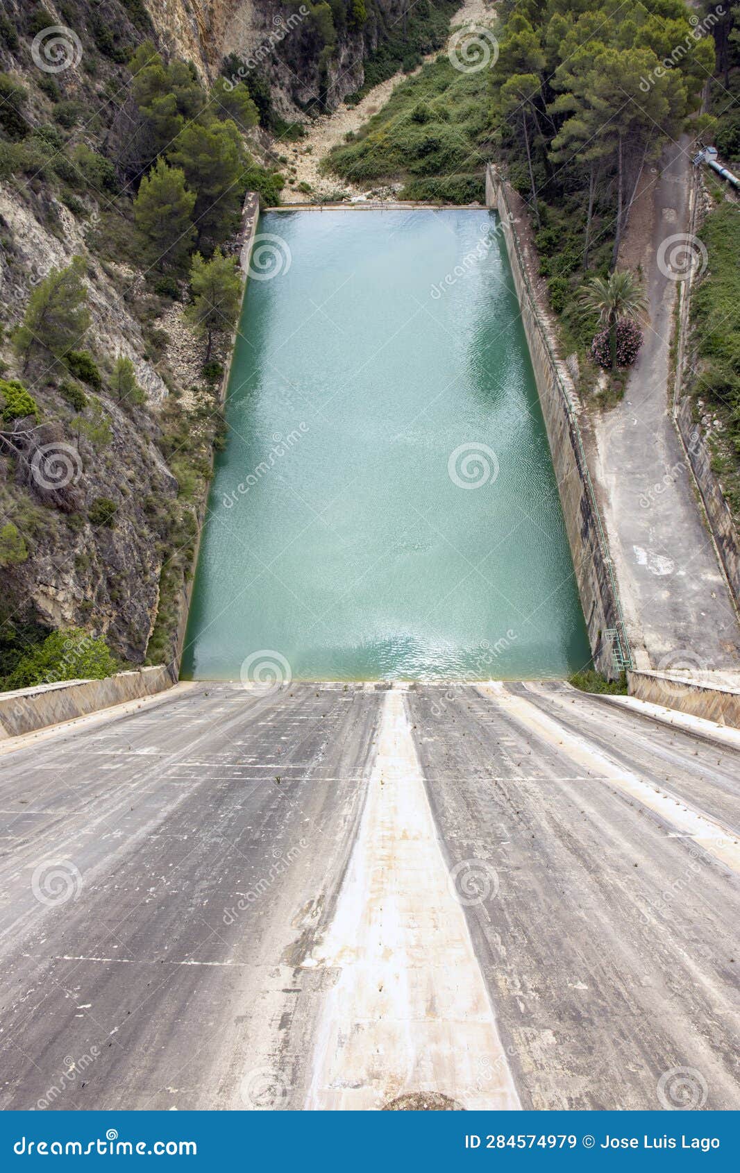 View from the top of a dam stock image. Image of reservoir - 284574979