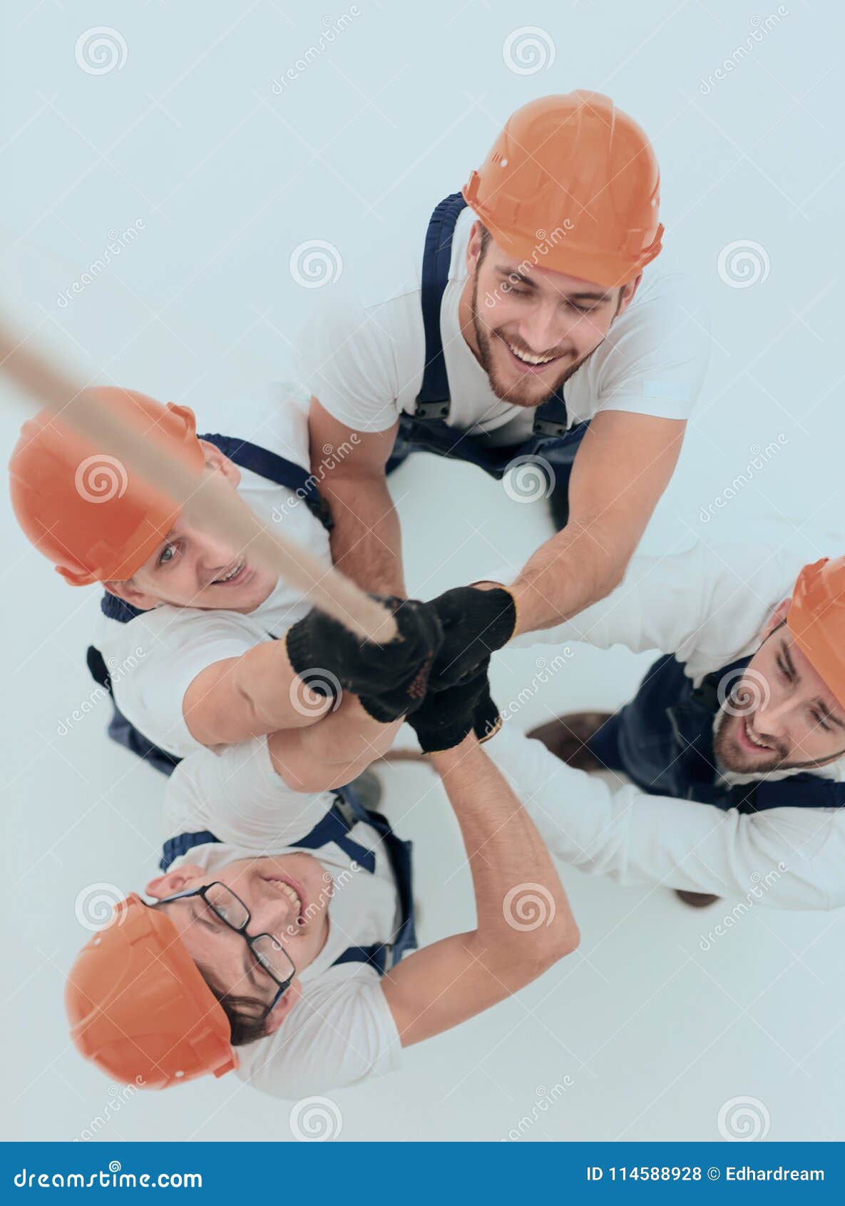 View from the Top.a Group of Workers Pulling a Rope Stock Photo - Image ...