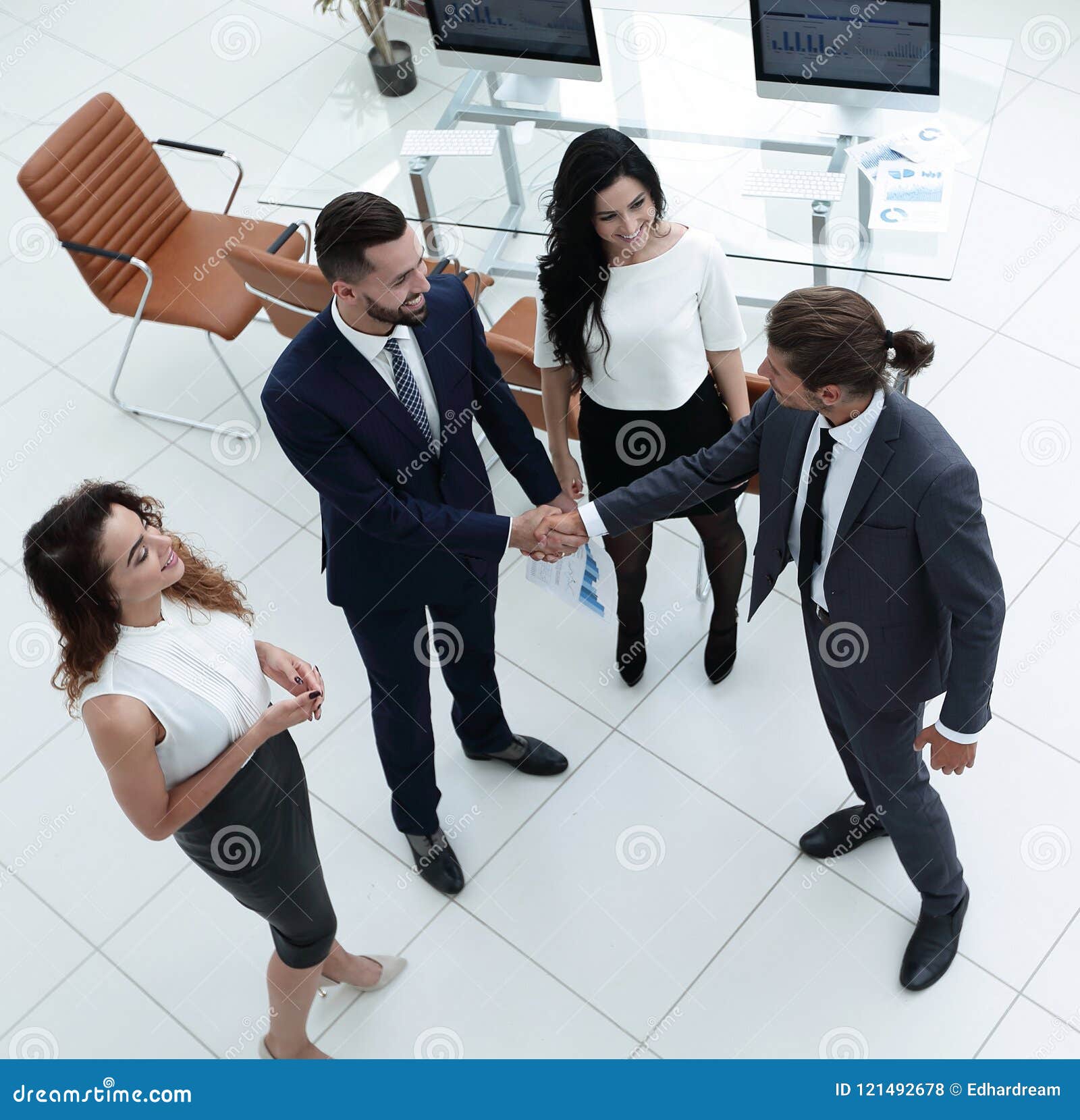 View from the Top.the Handshake Business Partners Stock Photo - Image ...