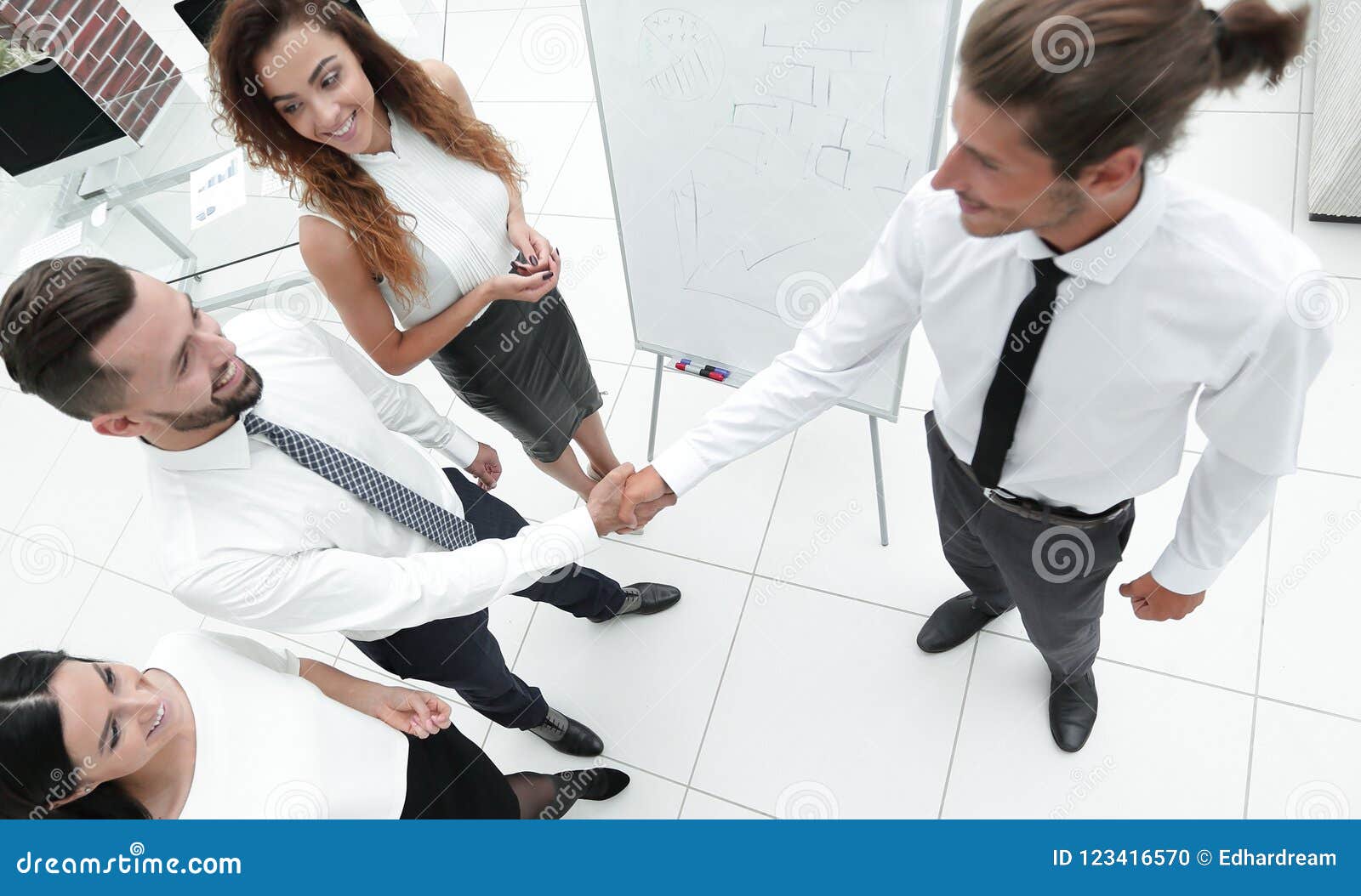 Handshake of Colleagues before the Presentation. Stock Photo - Image of ...