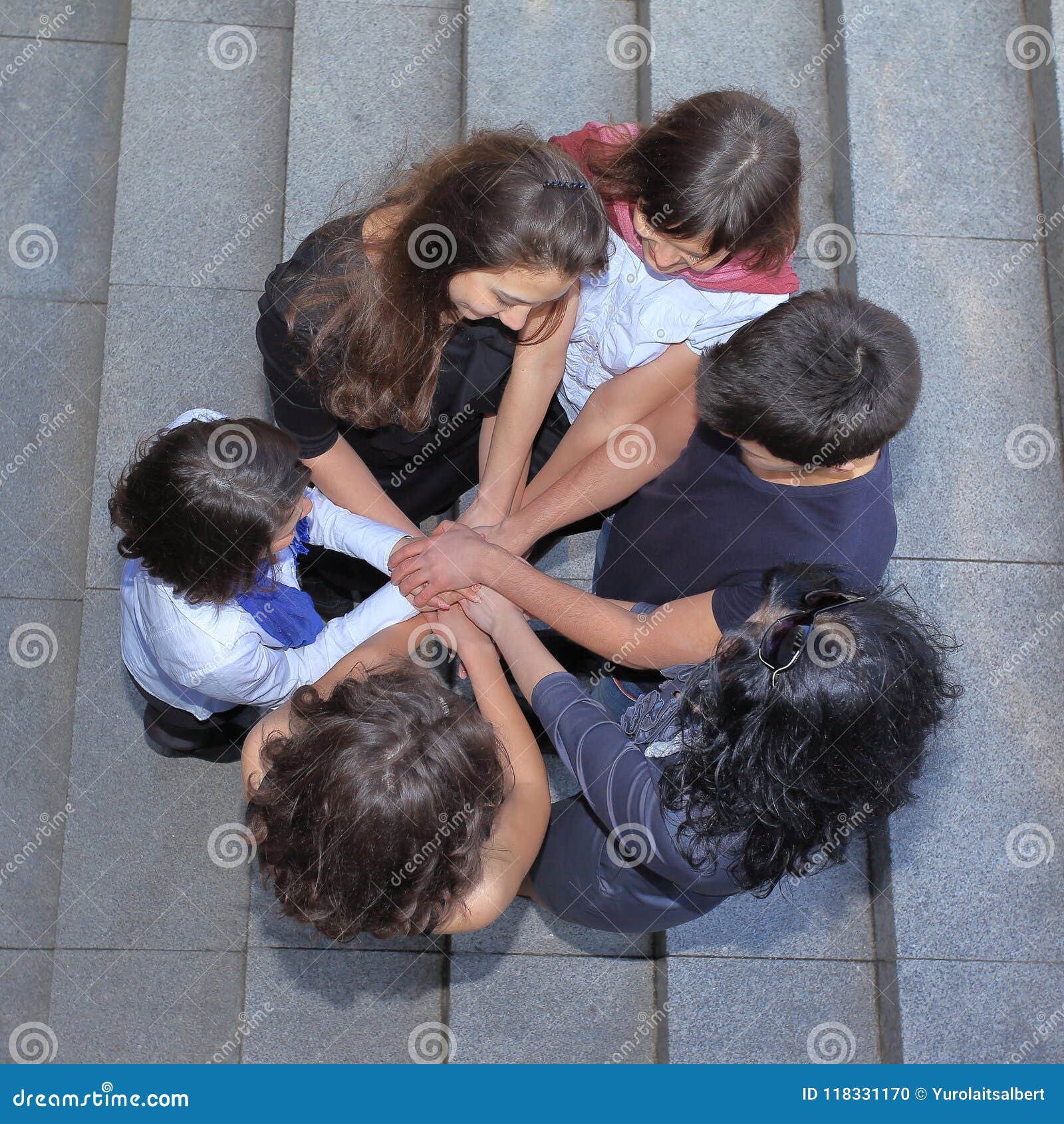 Happy Group of Students Standing on the Stairs Stock Photo - Image of ...