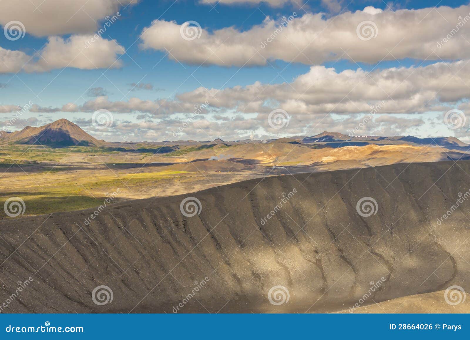 View from Top of Hverfjall Volcano - Iceland. Stock Photo - Image of ...