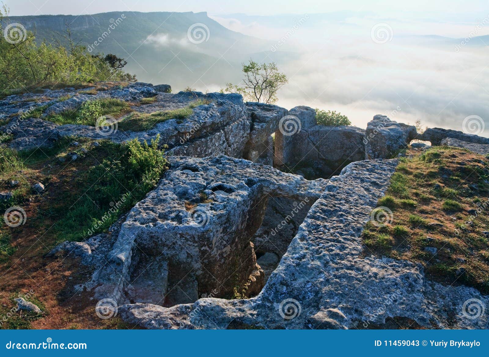 View from Top of Mangup Ancient Settlement Stock Image - Image of misty ...