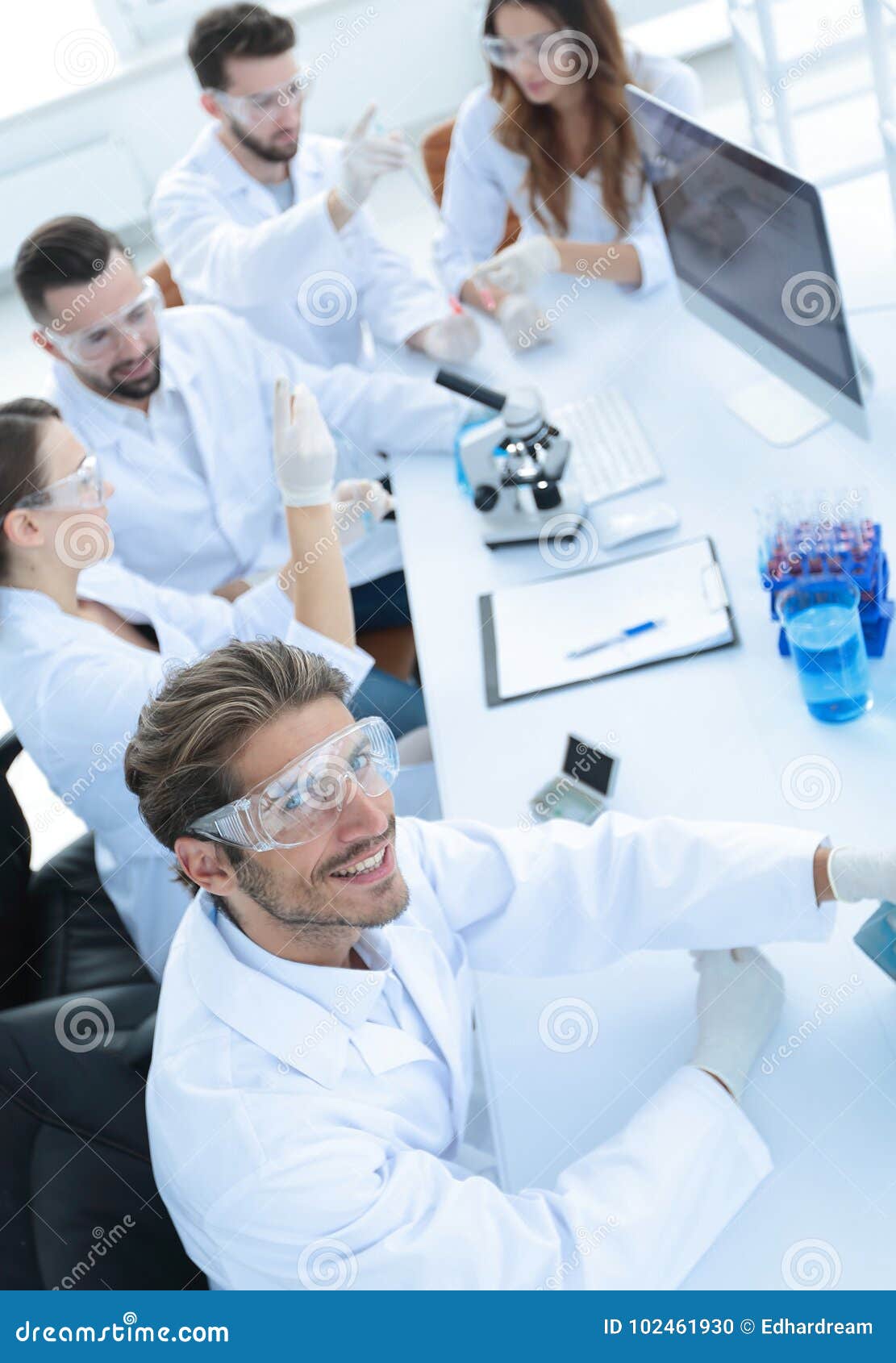 View from the Top.modern Young Scientist Sitting at Workplace Stock ...