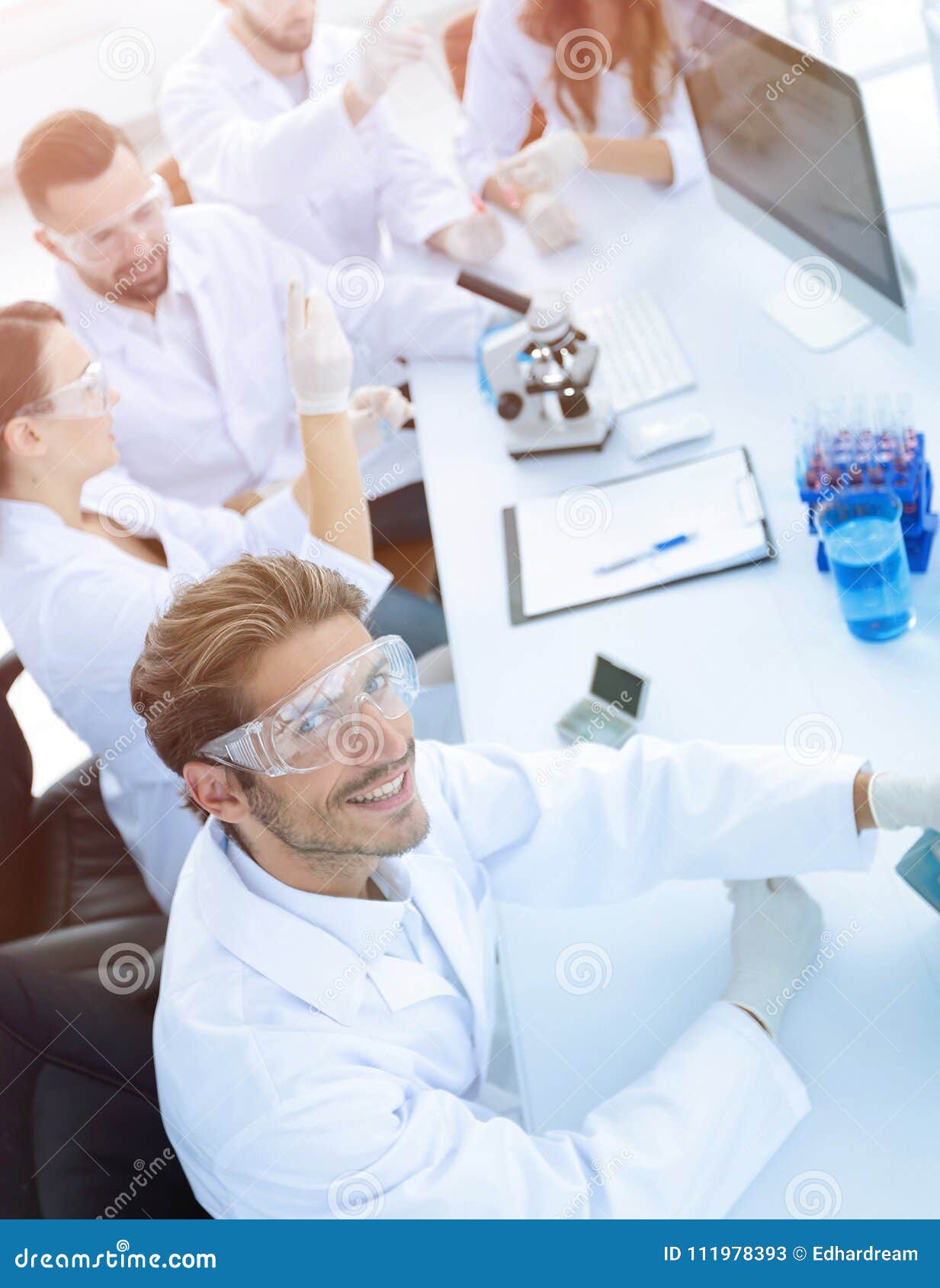 View from the Top.modern Young Scientist Sitting at Workplace Stock ...