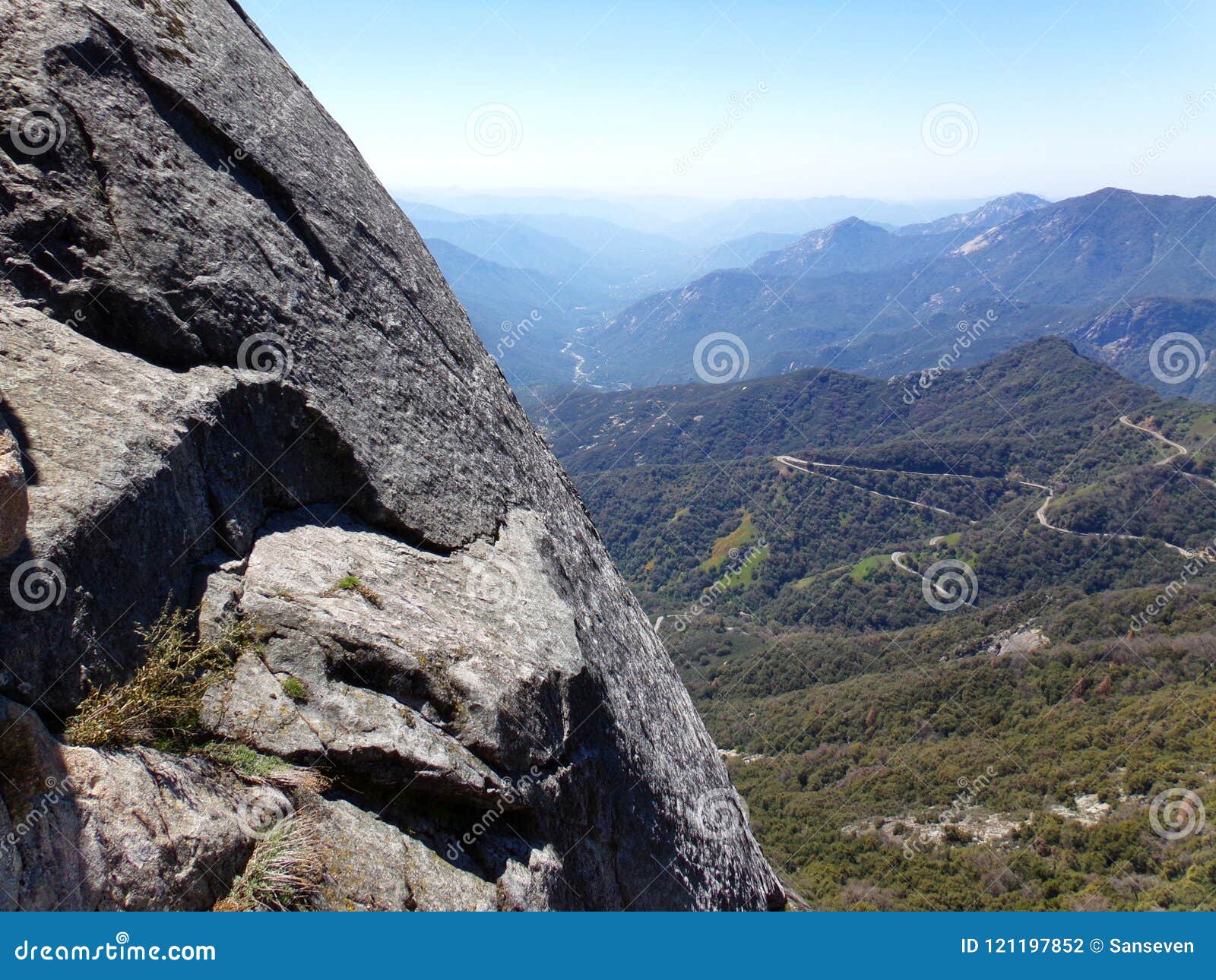 View From The Top Of Moro Rock With Its Solid Rock Texture, Overlooking ...