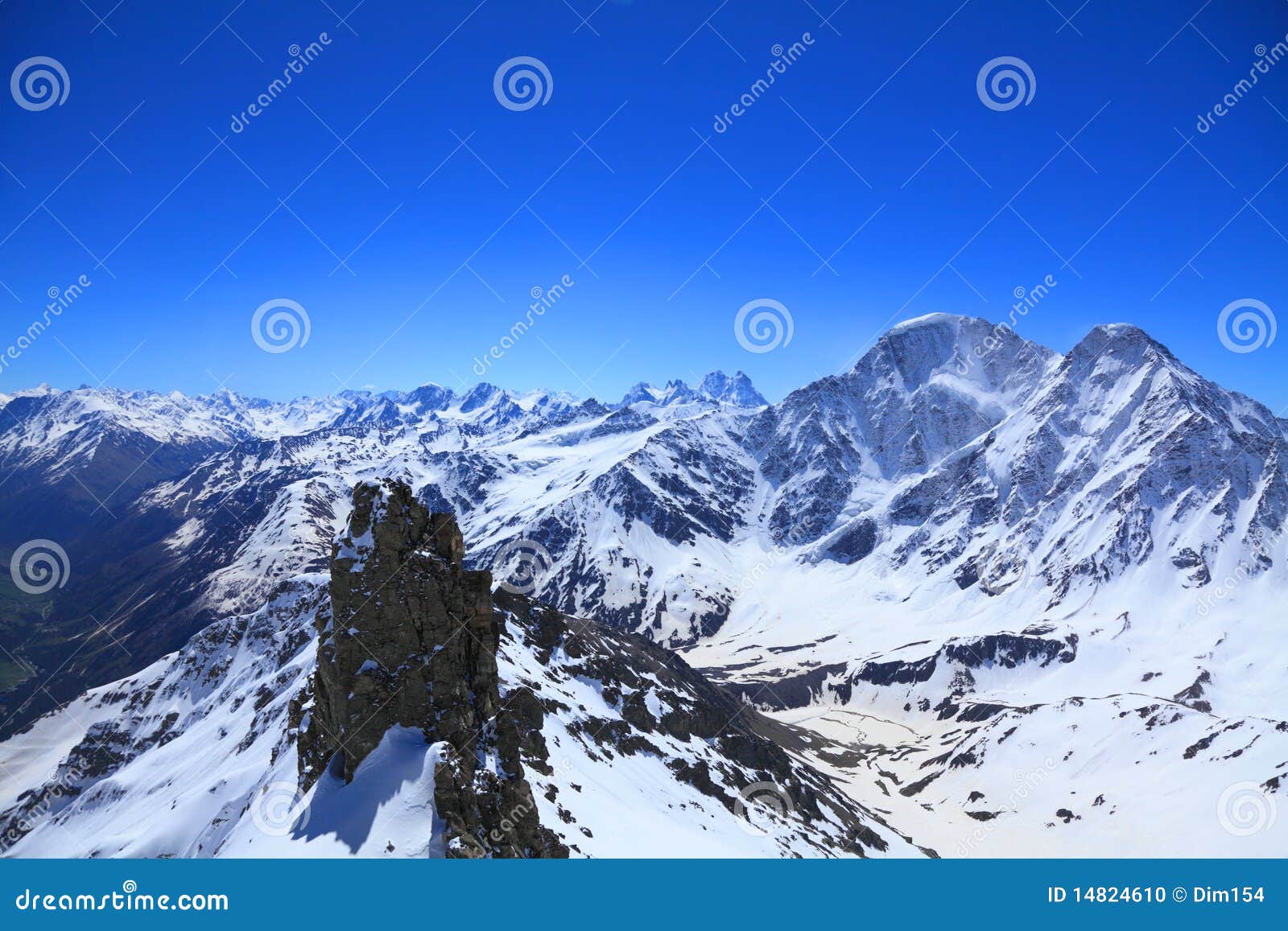 View from the Top of Mount Cheget Stock Photo - Image of elevation ...