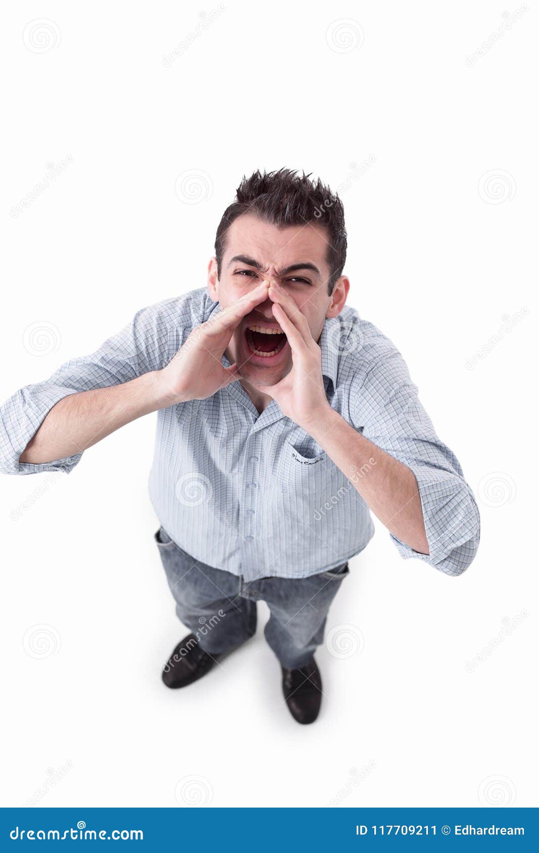 Guy Screaming and Looking at Camera. Stock Image - Image of casual ...