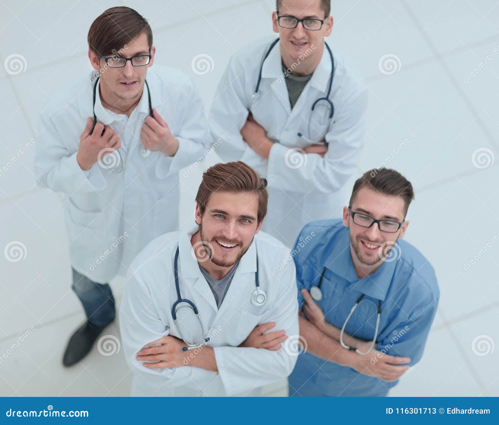 View from the Top. Team of Doctors Looking at the Camer Stock Image ...