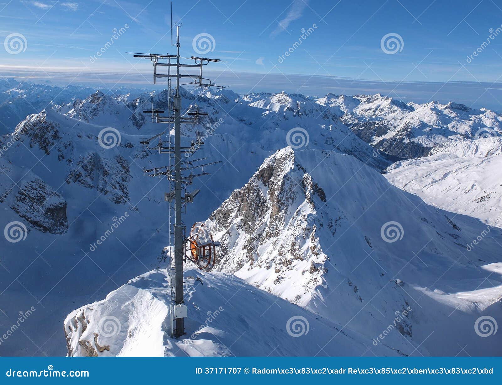View from the Top of the Valluga Mountain Stock Image - Image of chair ...
