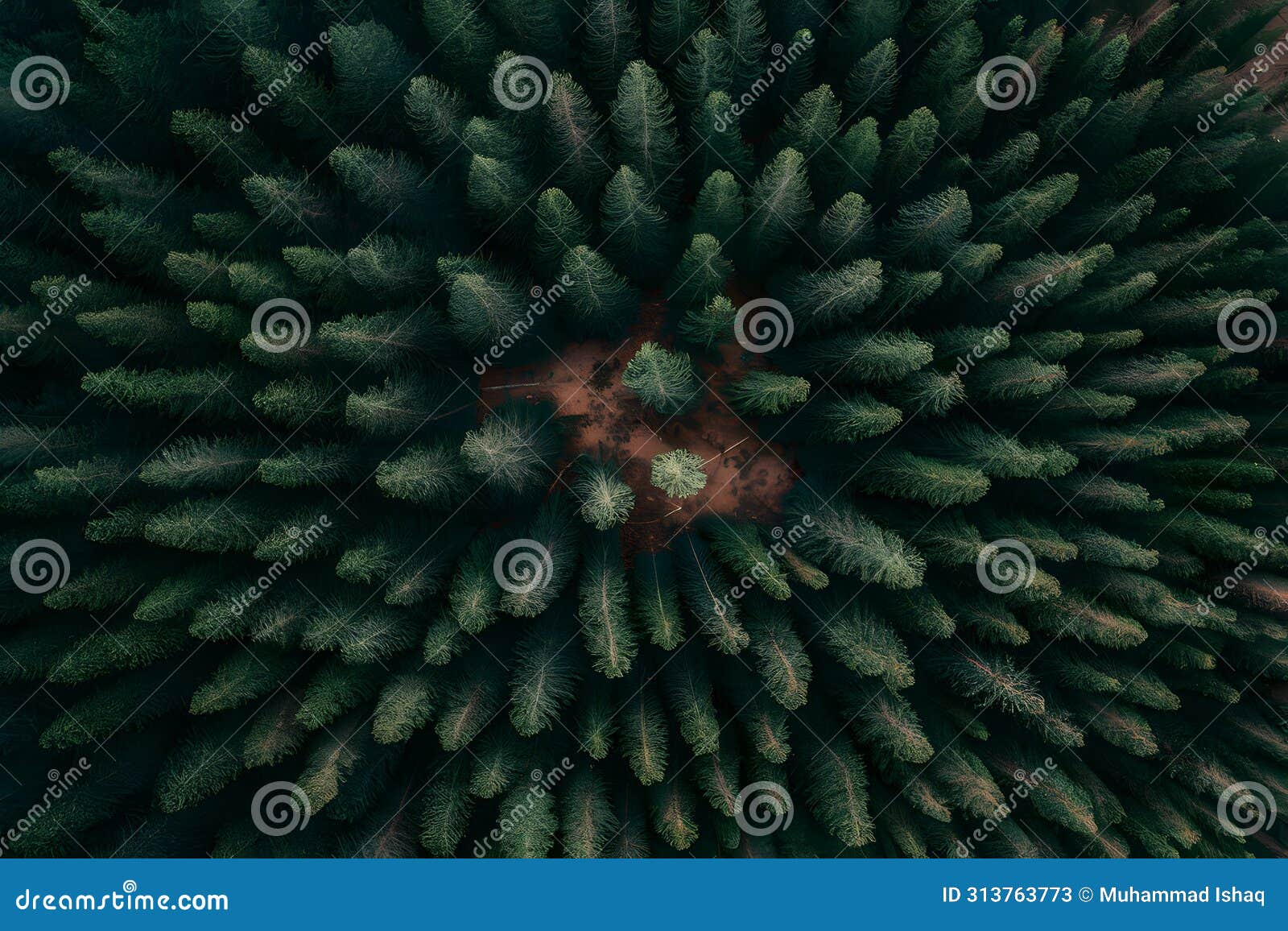 View Top View of Coniferous Forest from Drone Perspective Stock ...