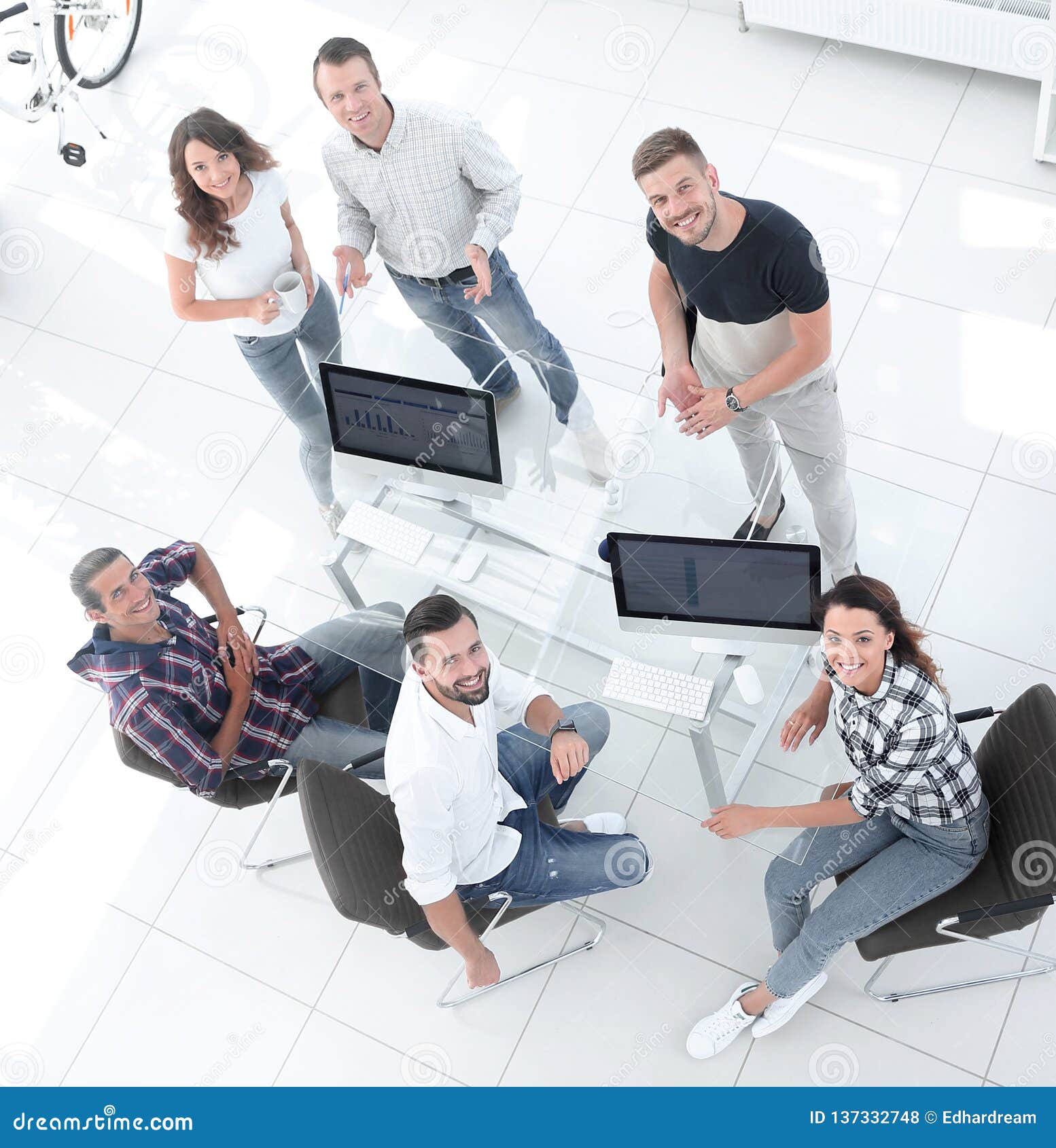 View of the Top Young Creative Team Stock Photo - Image of colleagues ...