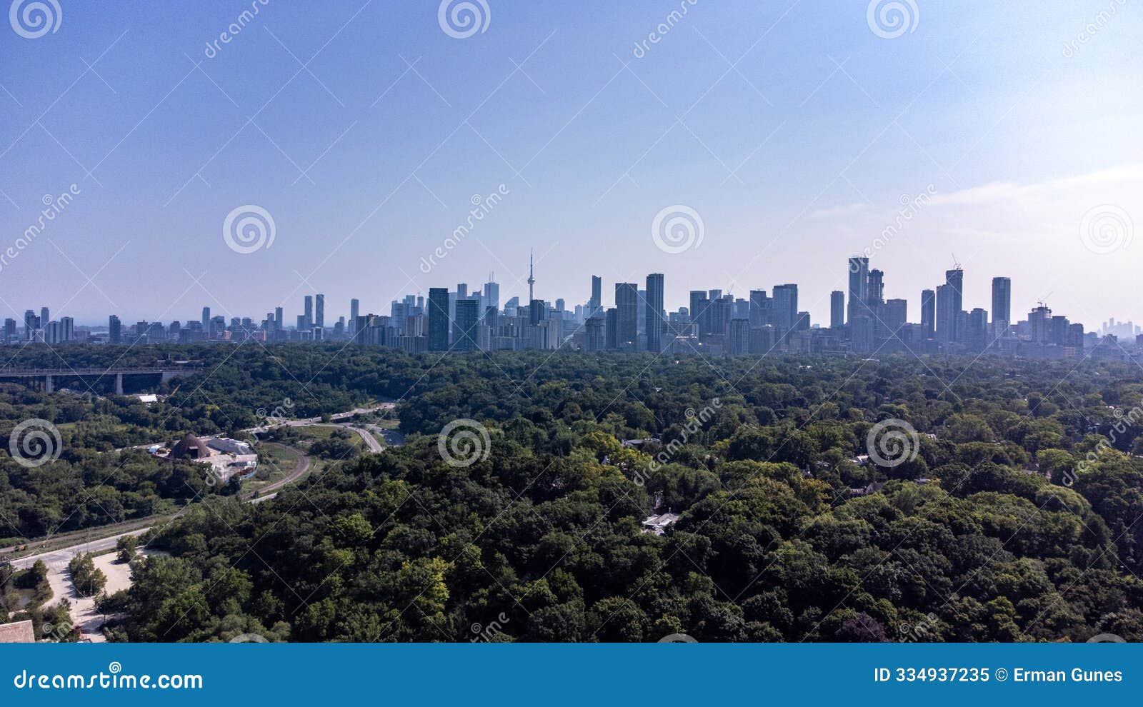 View of Toronto City Skyline Behind Forests Stock Image - Image of ...