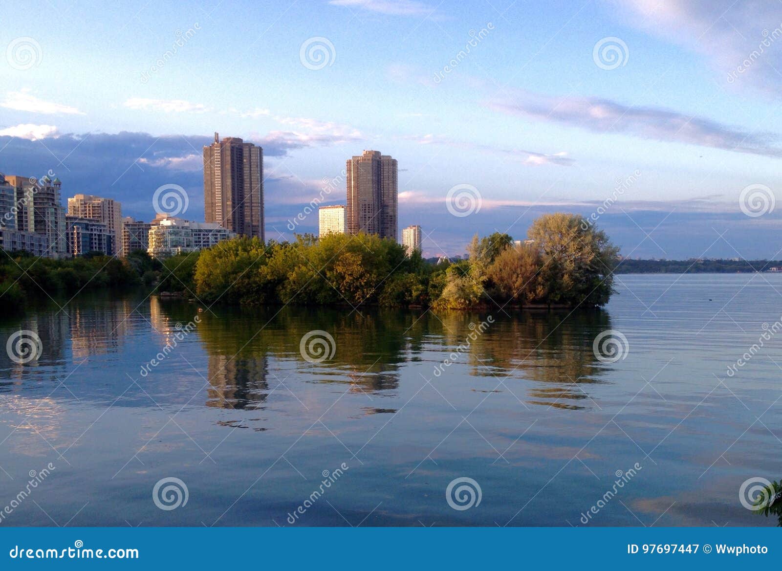 Toronto lake view stock image. Image of architecture - 97697447