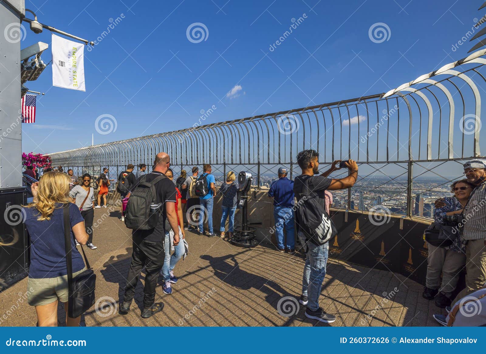 View of Tourists on Open Main Observation Desk of Empire State Building ... View of Tourists on Open Main Observation Desk of Empire State Building ...