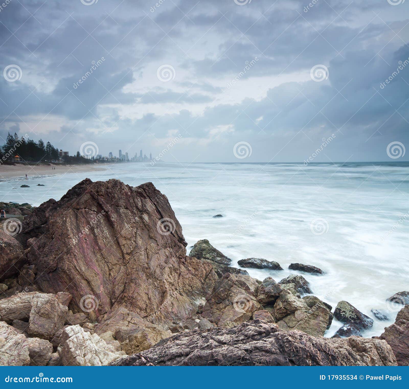 View Towards the City from the Beach Stock Photo - Image of view ...