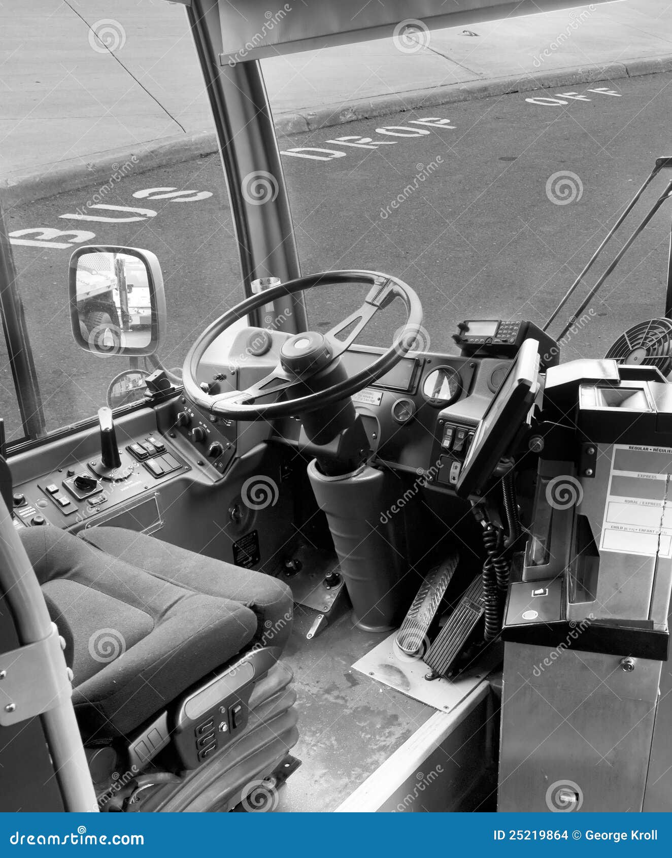 View Towards Drivers Seat of Bus Stock Photo - Image of transport ...