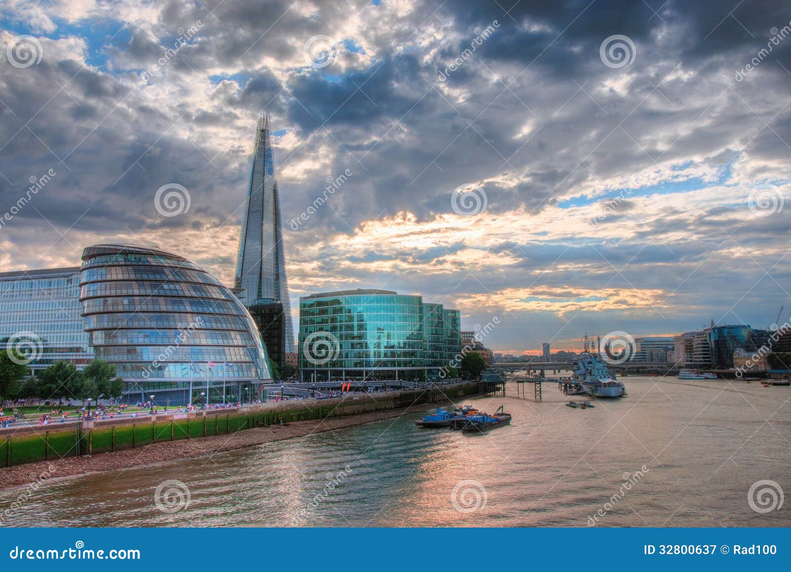 View from Tower Bridge, London Stock Image - Image of clouds, famous ...