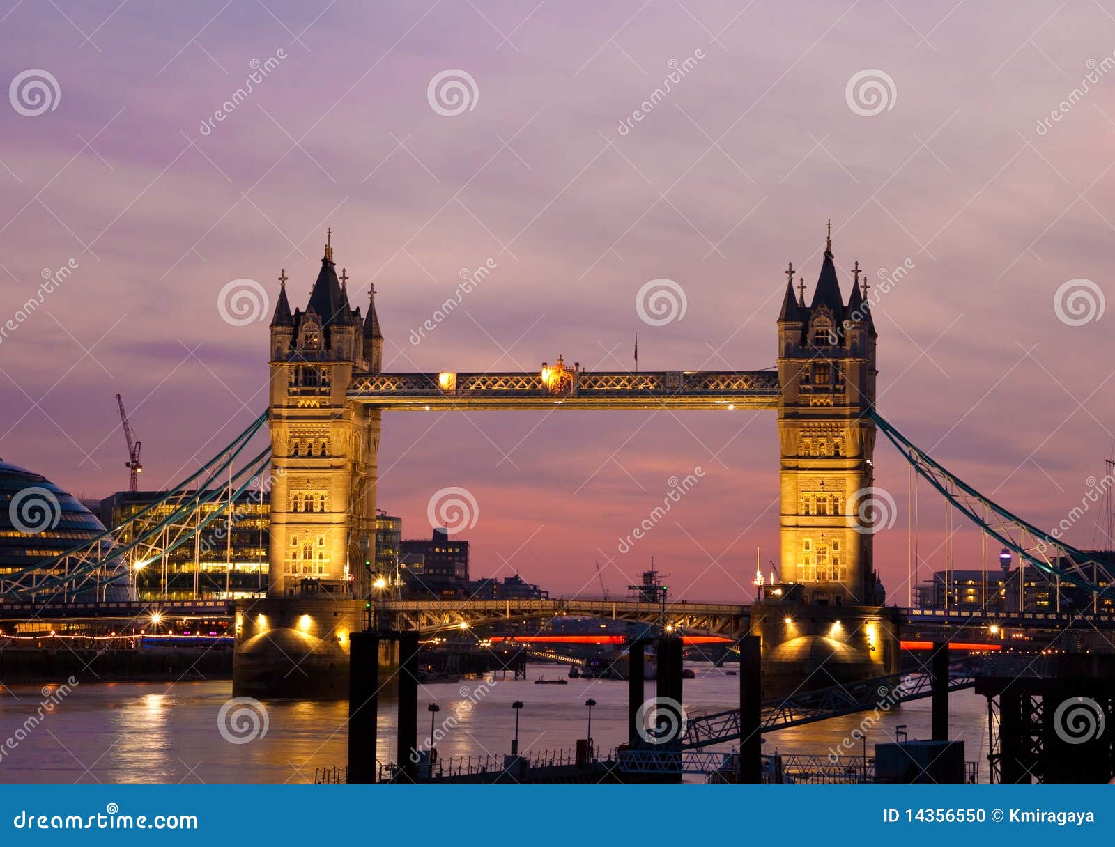 View of the Tower Bridge in London at Sunset Stock Photo - Image of ...