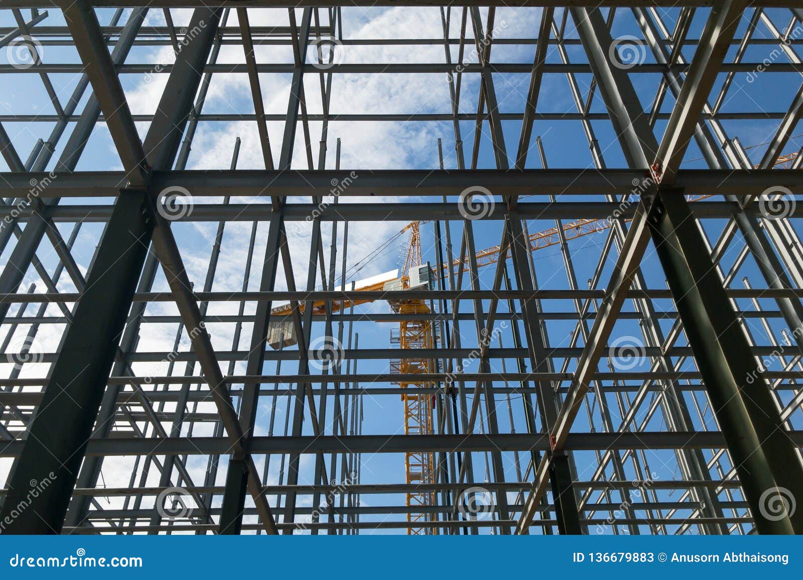 Construction Sites, Cranes and Huge Steel Structure Stock Image - Image ...