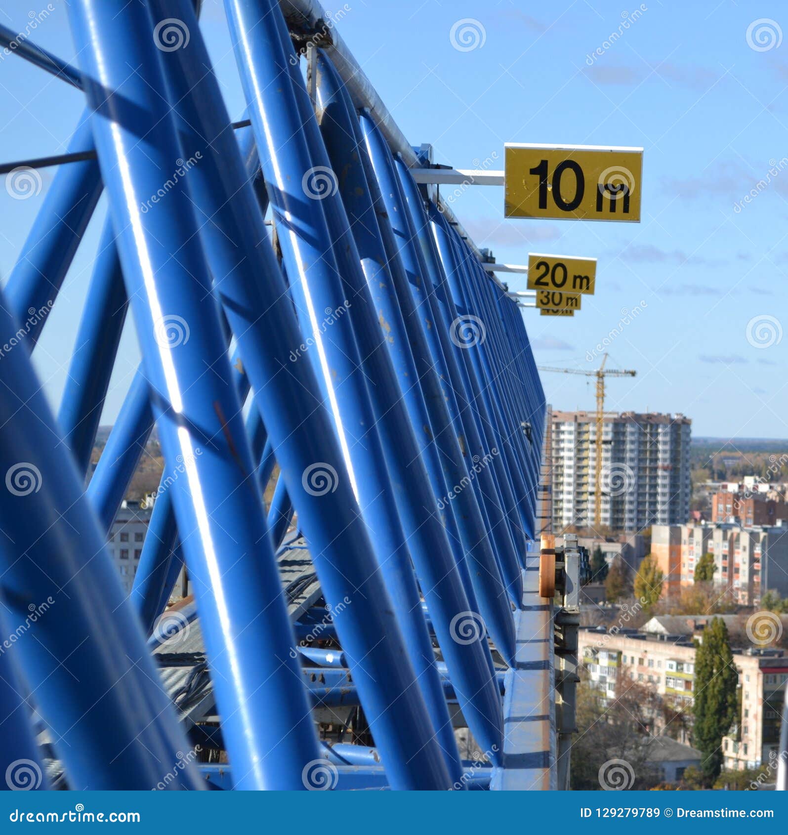 View from a tower crane stock image. Image of background - 129279789