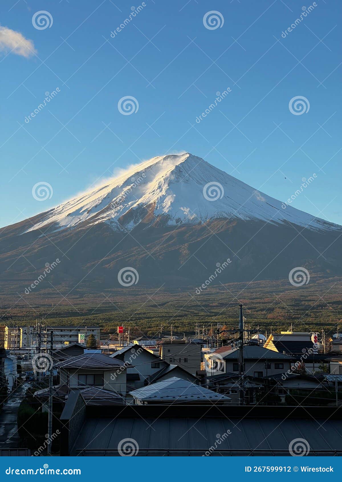View of Town Buildings with Mount Fuji in the Background. Stock Photo ...
