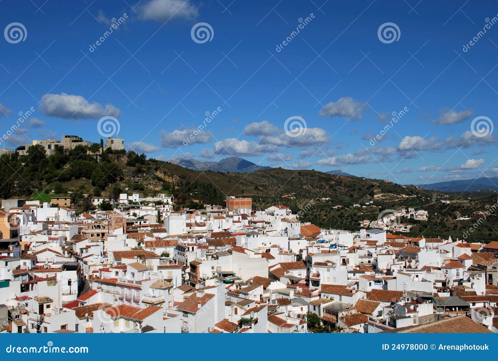 View of Town and Castle, Monda, Spain. Stock Photo - Image of hill ...